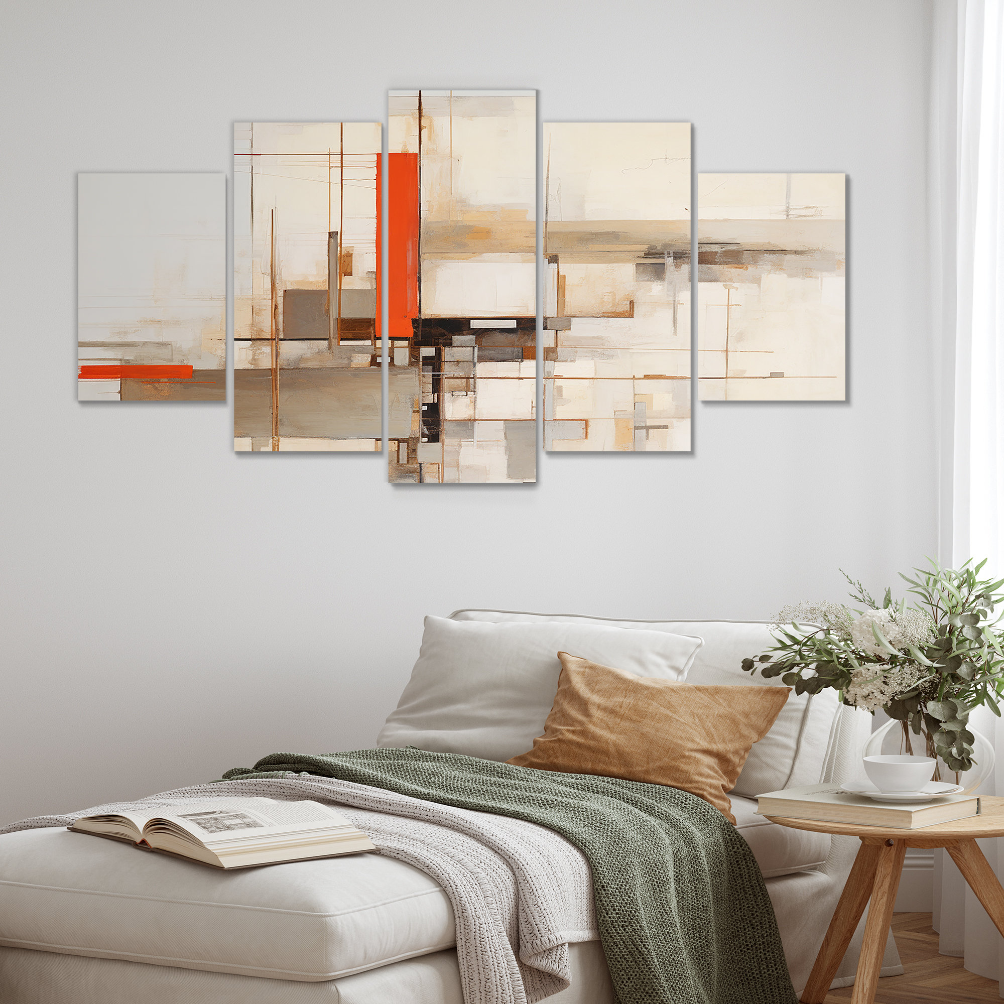 Ivy Bronx Roaming Minimal Deconstructed Beige Red - Geometric Wall Art ...