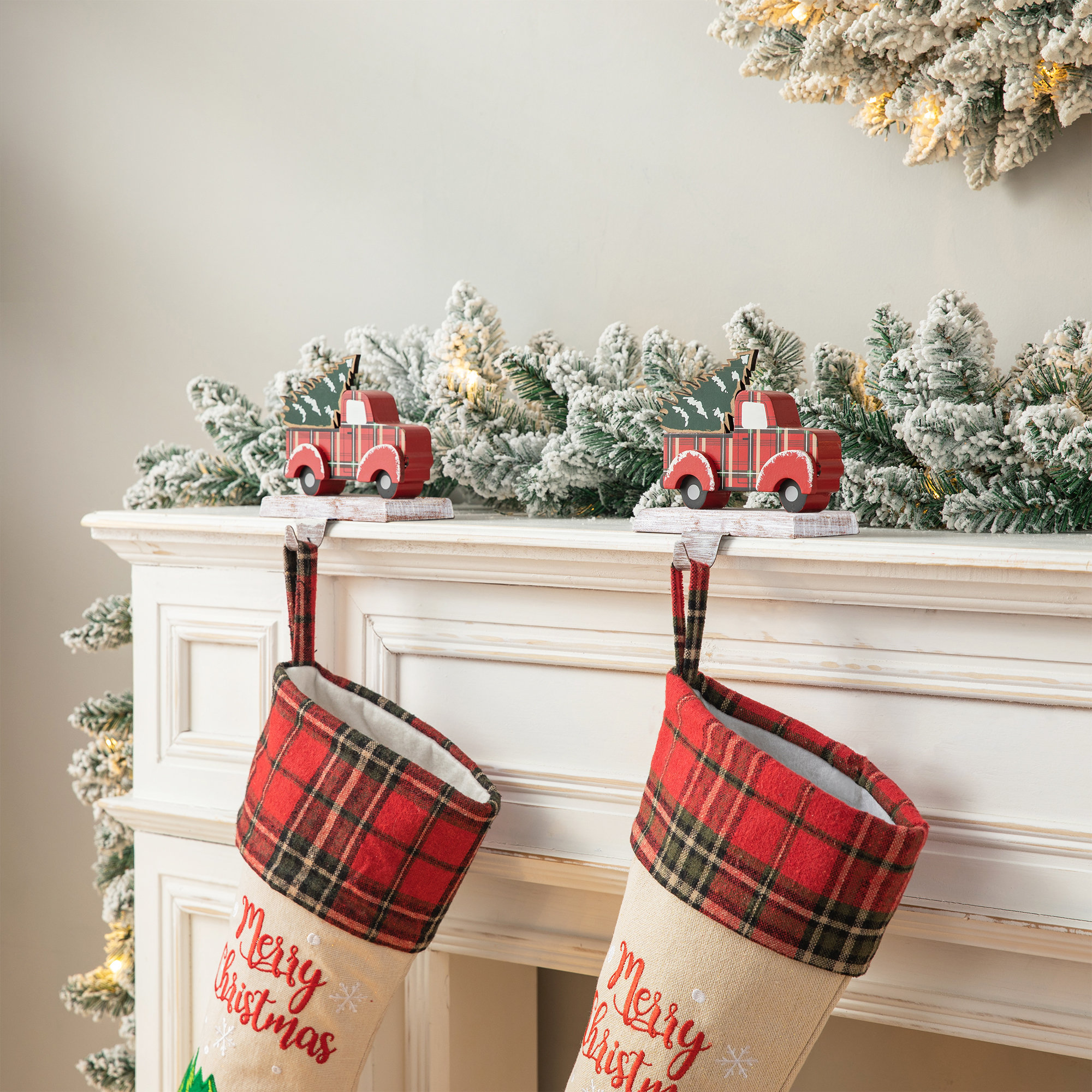 The Holiday Aisle® Red Truck Stocking Holder | Wayfair