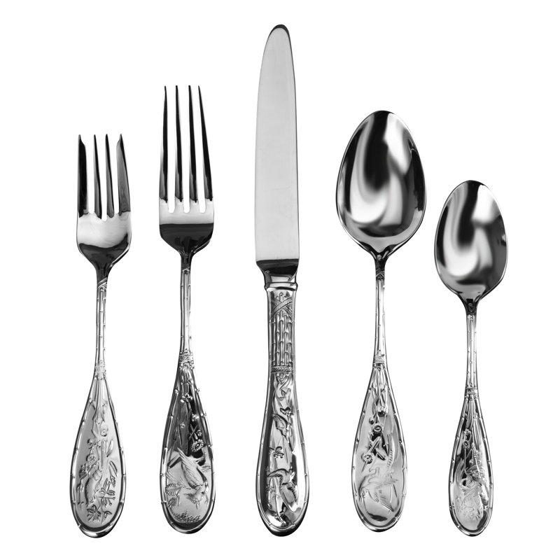 Ricci Argentieri Japanese Bird 20 Piece 18/10 Stainless Steel Flatware ...