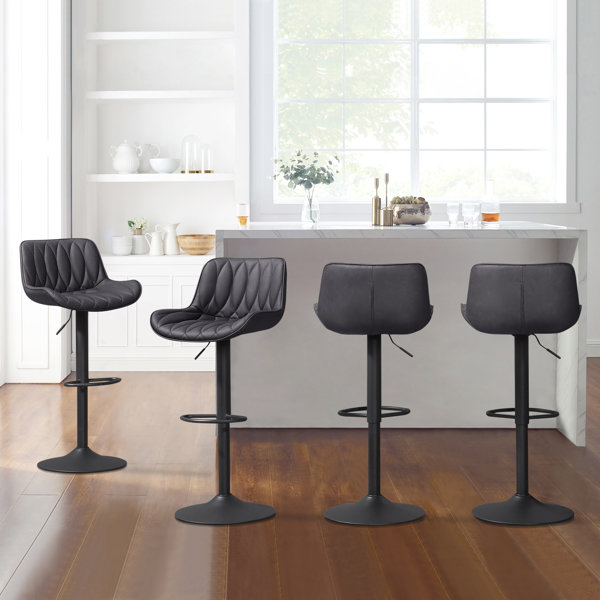 Corrigan Studio® Teaona Swivel Adjustable Height Tufted Bar Stool | Wayfair