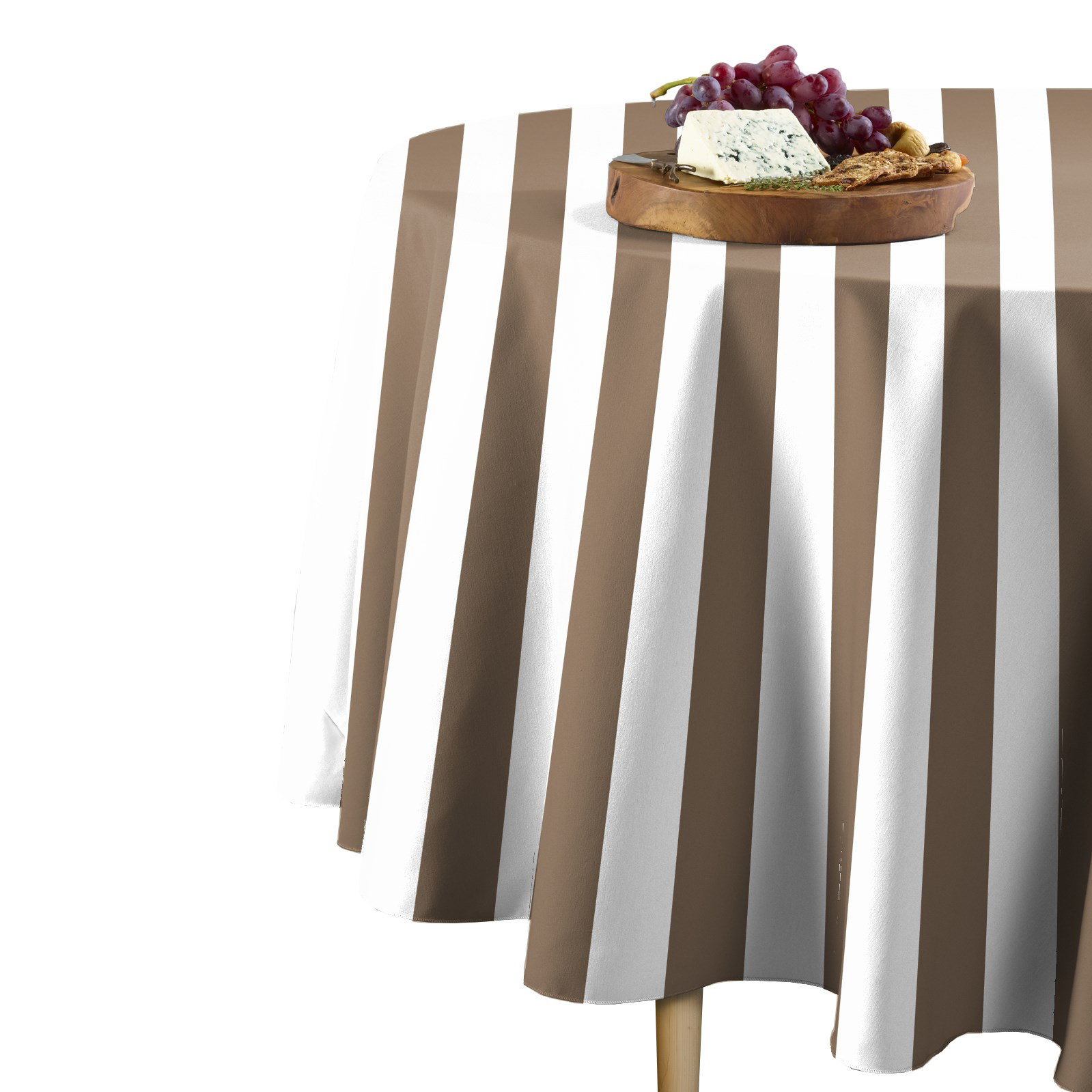 East Urban Home Arrol Khaki Cabana Stripe Round Tablecloth | Wayfair