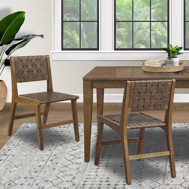 Red Barrel Studio® Oslo Faux Leather Woven Dining Chairs - Wayfair Canada