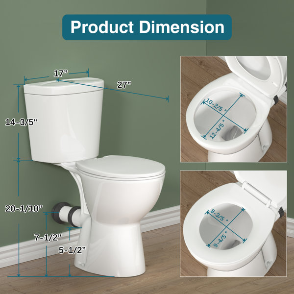 SUPERFLO 19" Tall Rear Outlet Toilet With Powerful Dual Flush, Two ...