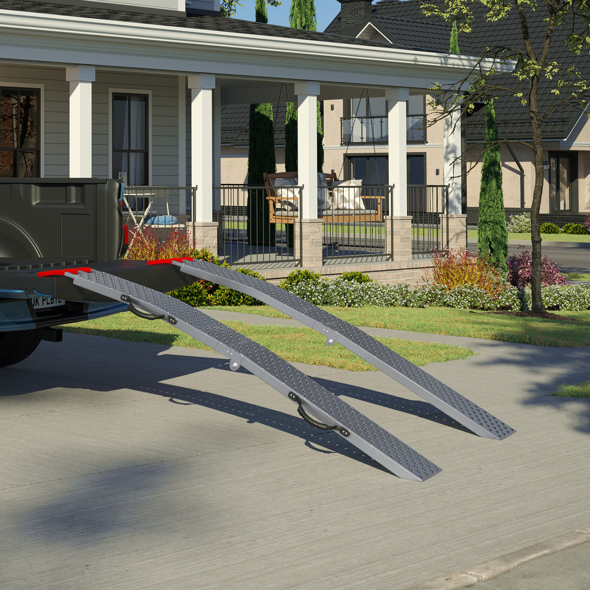 Stalwart Two 69-Inch Folding Ramps for ATVs, Motorcycles, Mowers, Carts ...