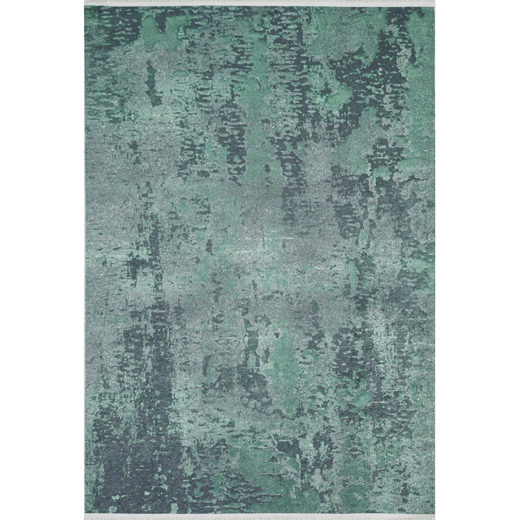 Hargun Runner Usso Modern Machine Woven Green Area Rug | Wayfair.co.uk