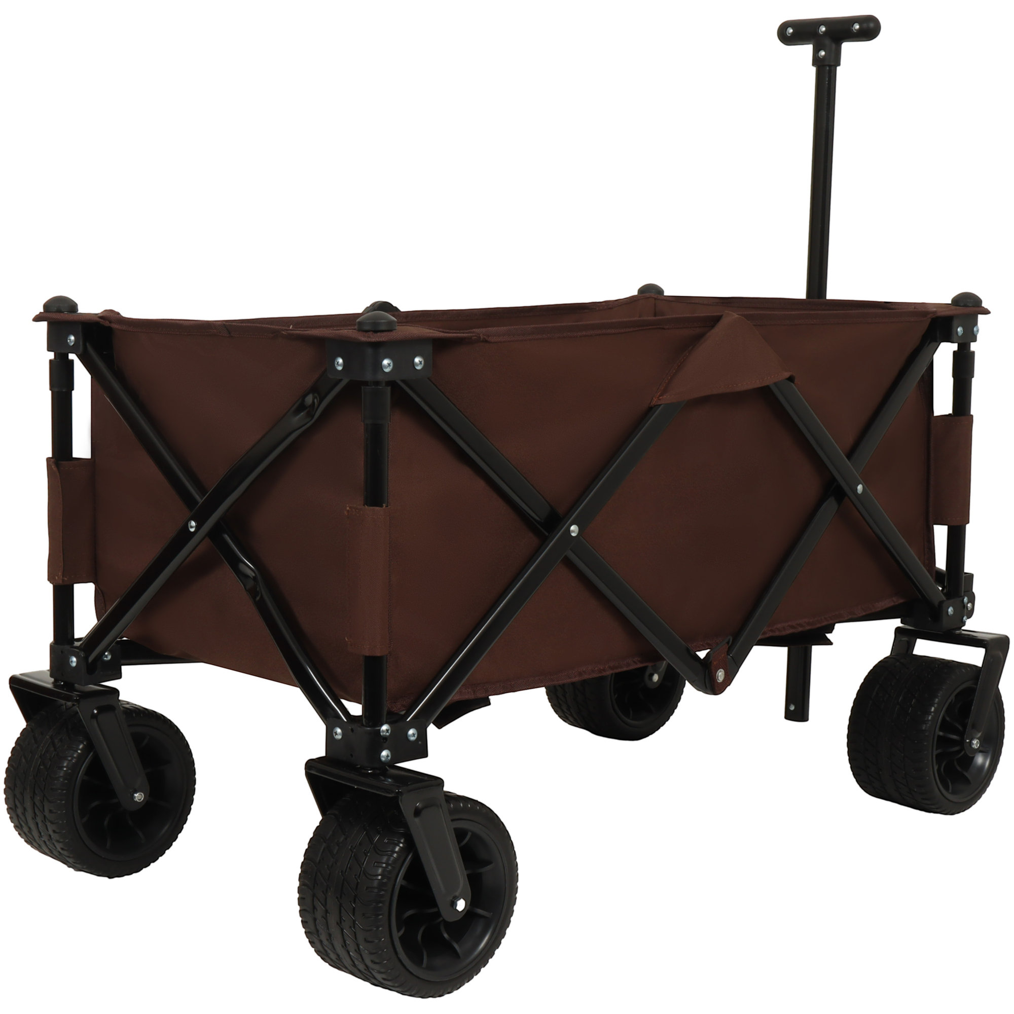 CRS APPLIANCES, Foldable Garden Cart with All-Terrain Wheels in Brown ...