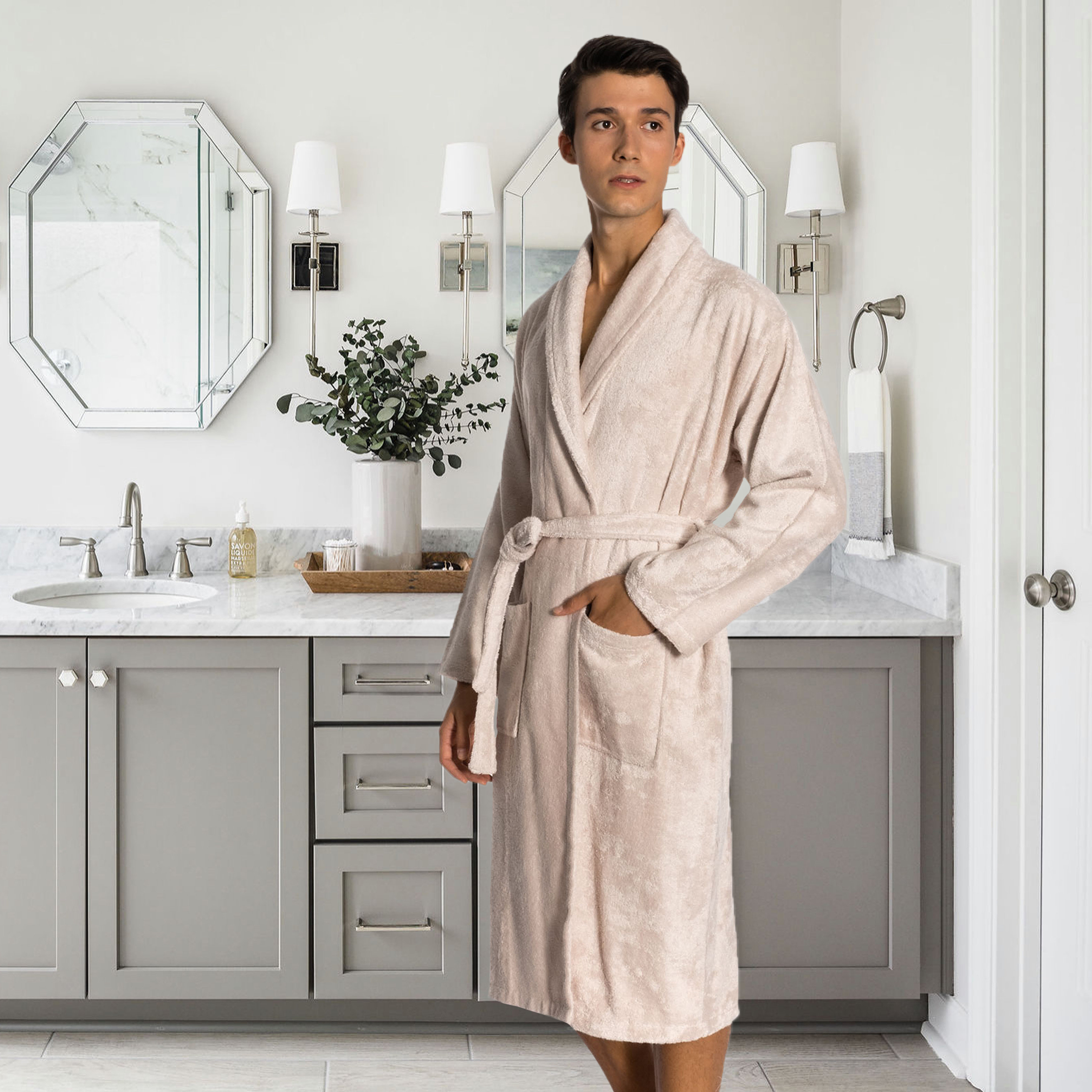 Alwyn Home Mexia Rayon from Bamboo Terry Cloth Unisex Mid-Calf Bathrobe ...