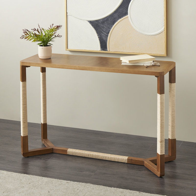 Breakwater Bay Cole And Grey Wooden Console Table With Rope Wrapped ...