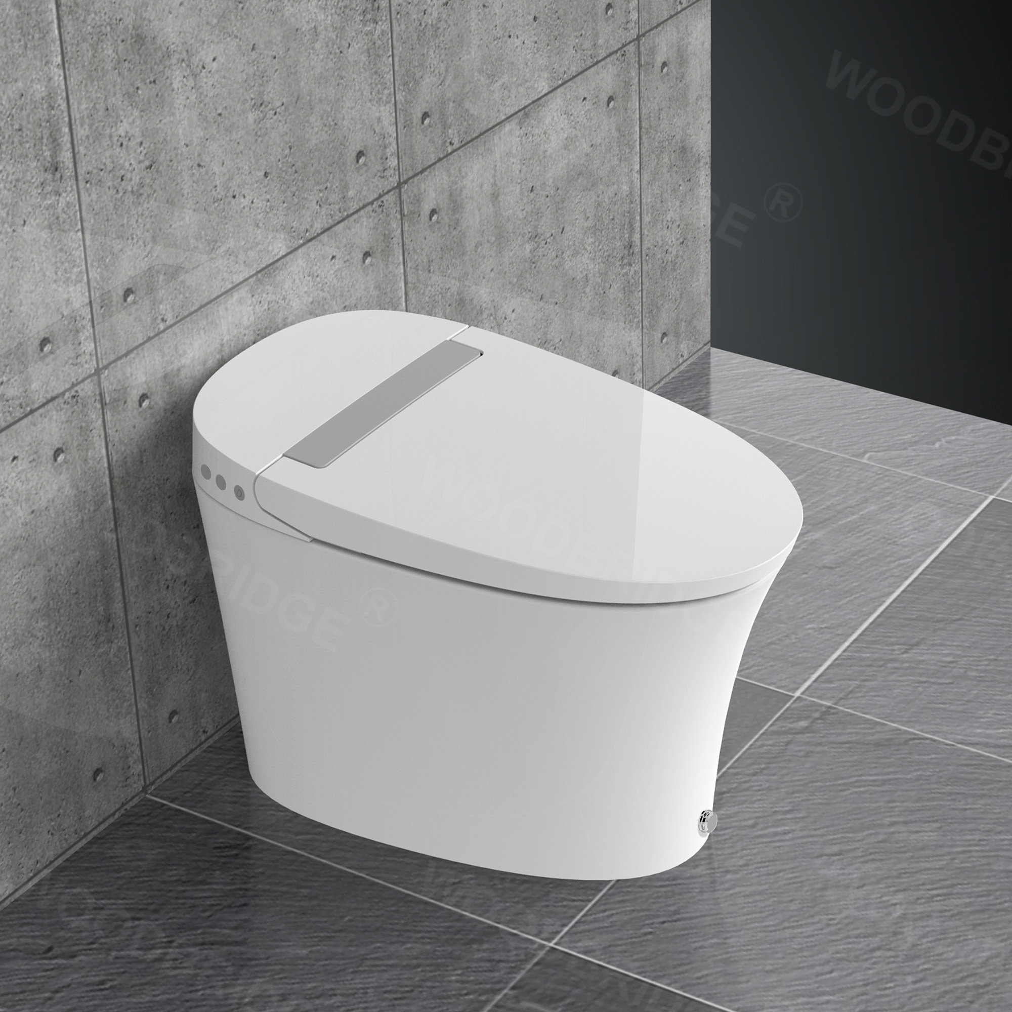 WoodBridge One Piece Unplugged Tankless Auto Flush Toilet, Battery ...
