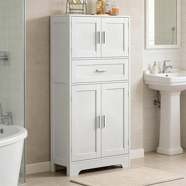 Red Barrel Studio® Tall Storage Cabinet With 4 Doors, Adjustable Shelf ...