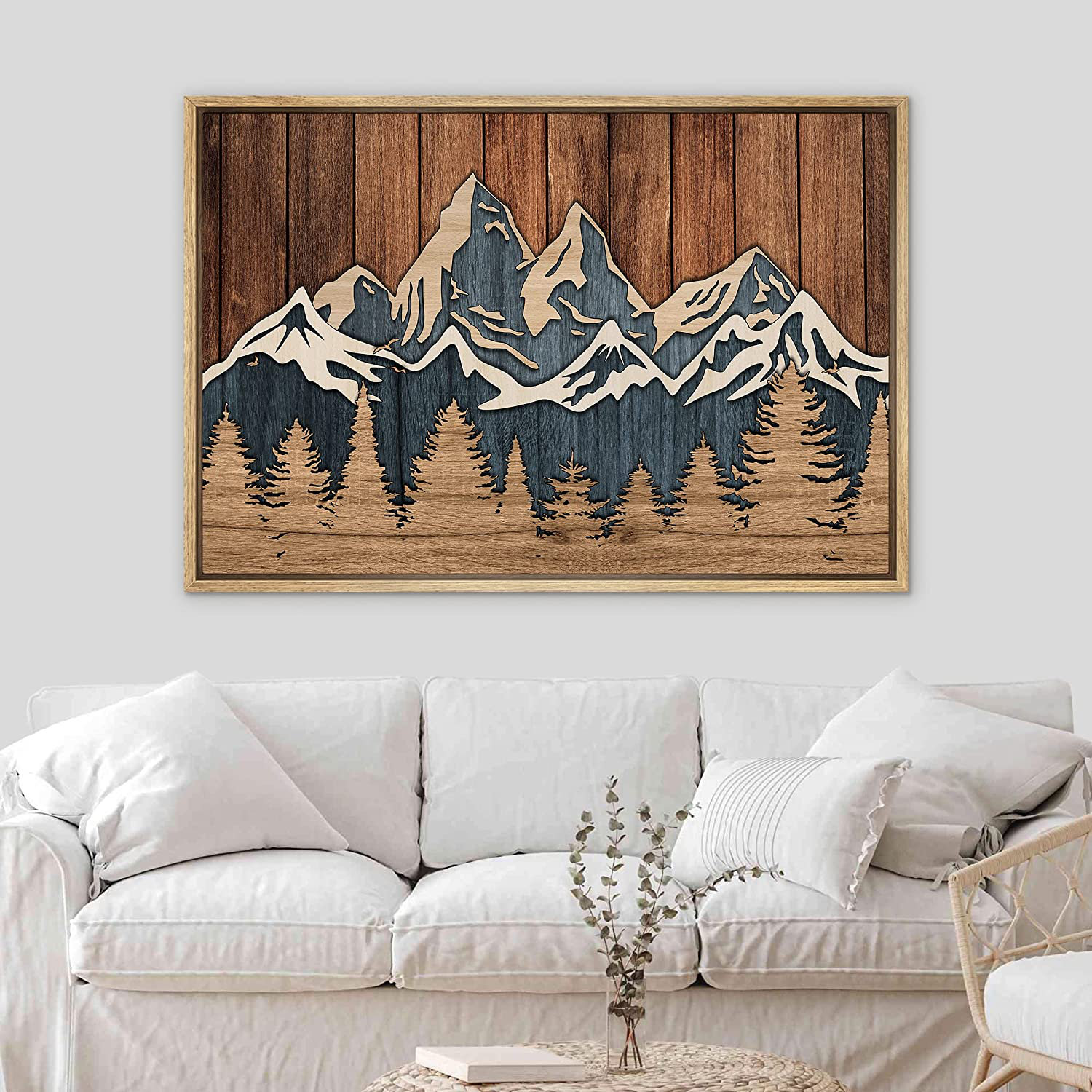 IDEA4WALL Western Wood Effect Landscape Mountain Range Nature Forest ...