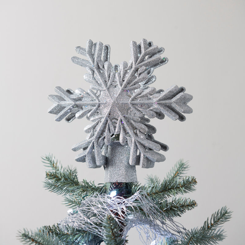 The Holiday Aisle® LED Holiday Glitter Snowflake Tree Topper | Wayfair