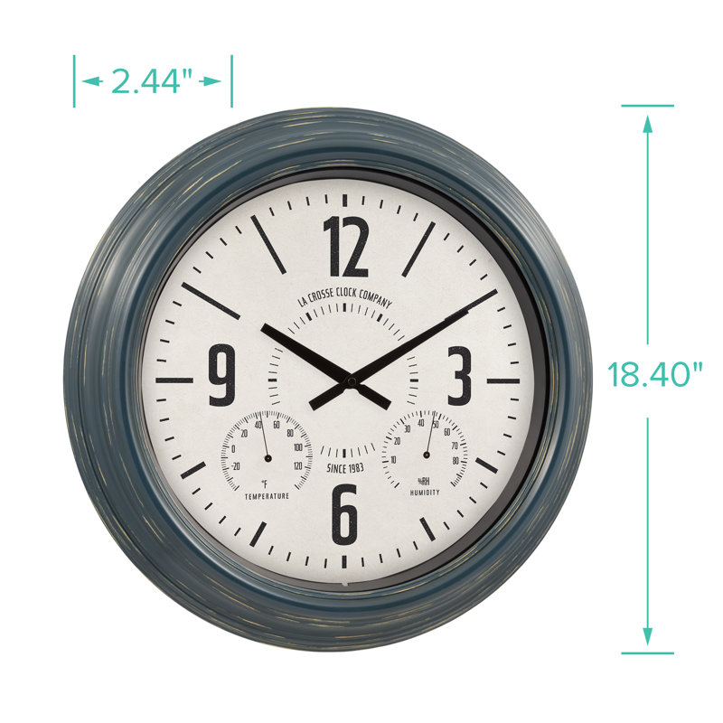La Crosse Technology Hamilton 18.40" Outdoor Metal Quartz Clock with ...