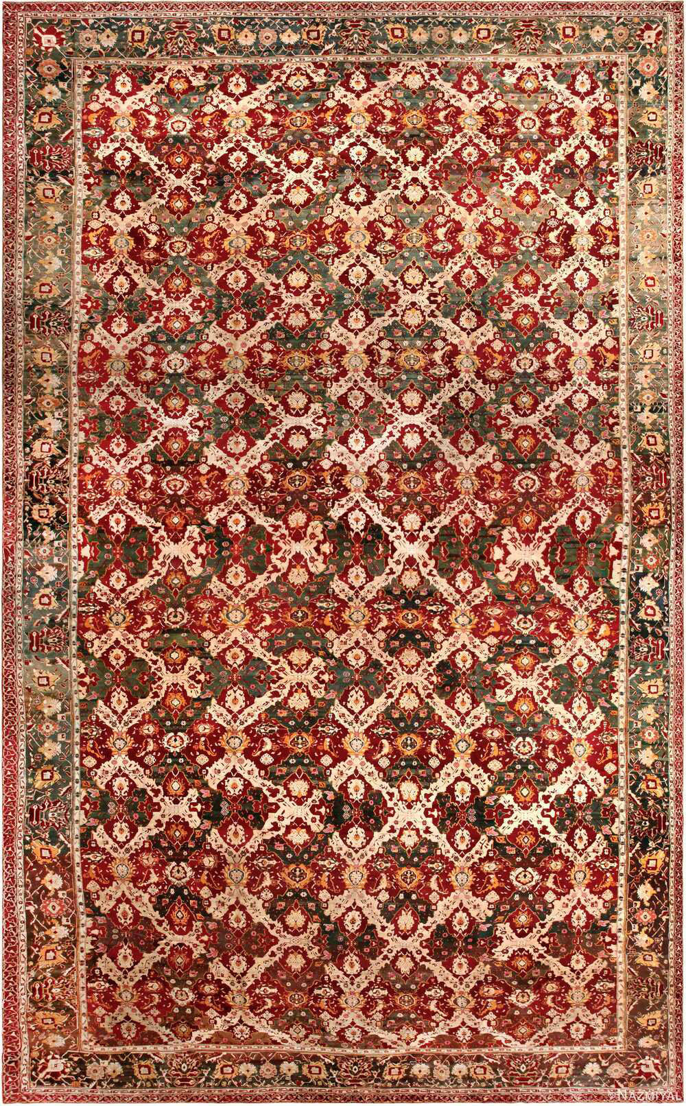 Nazmiyal Collection Rich Red Jewel Tone Oversized Antique Allover ...