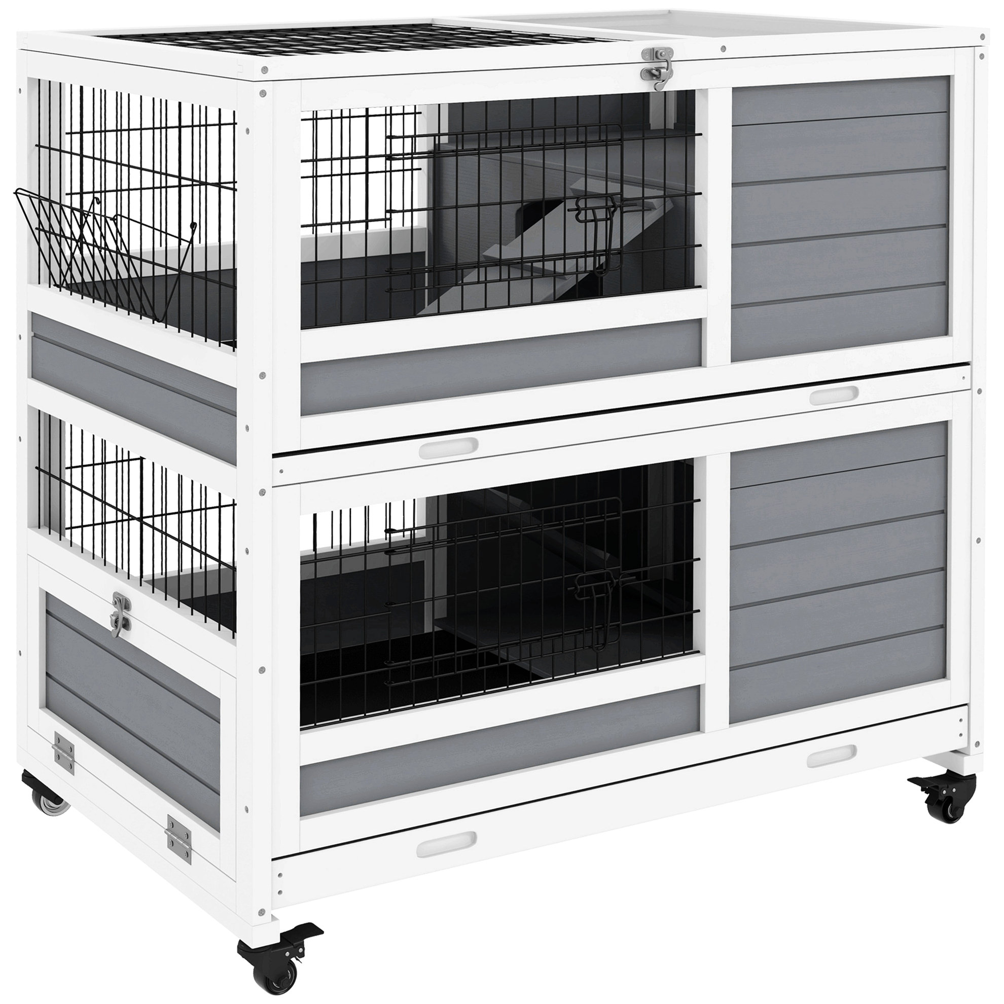 One Allium Way® Indoor Rabbit Hutch With Wheels, 2-Tier Rabbit Cage, 35 ...