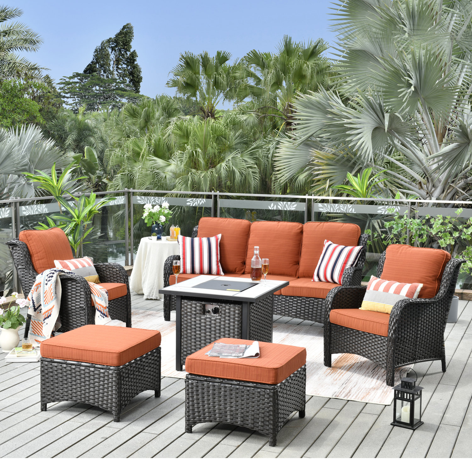 Ebern Designs Klodjana 6 Piece Rattan Sofa Seating Group with Cushions ...