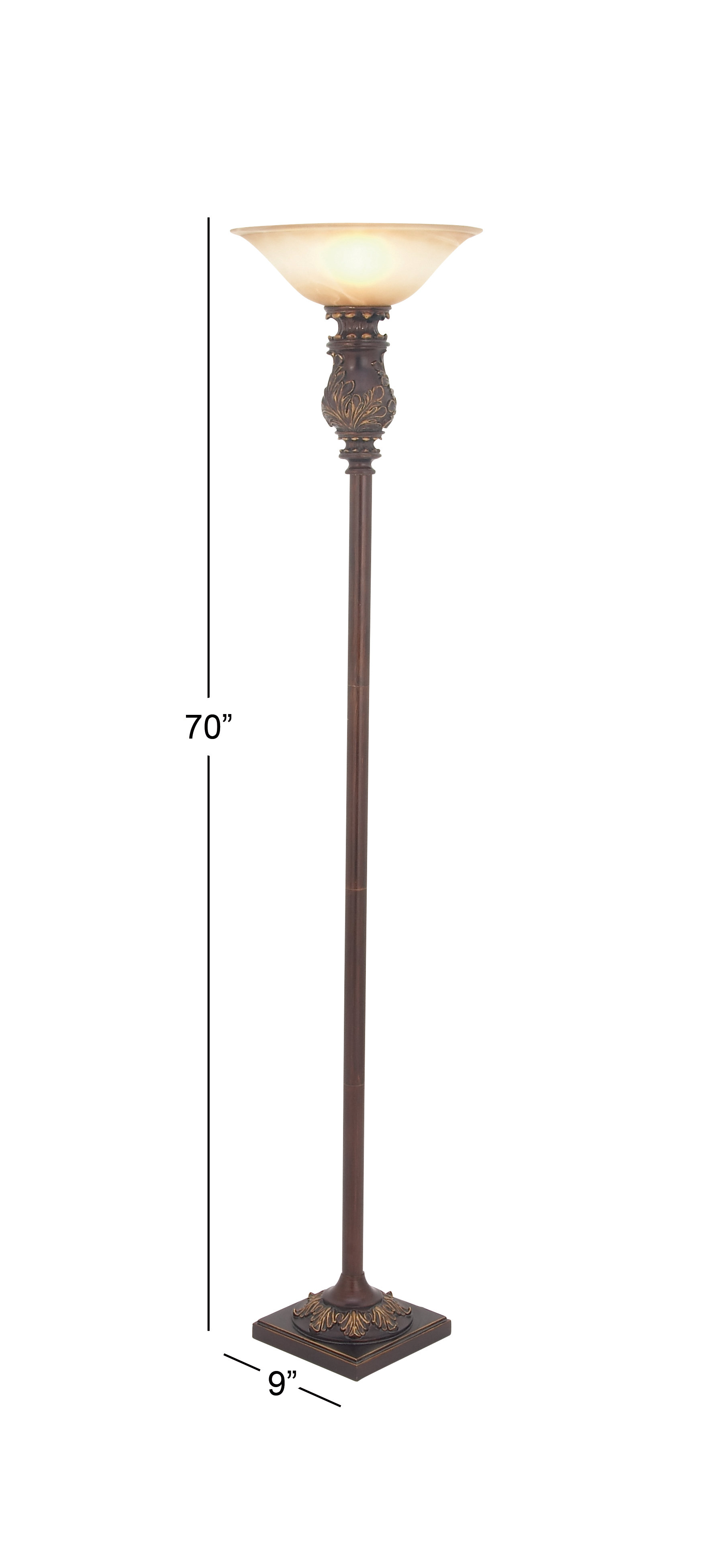 Fleur De Lis Living Metal Antique Style Brown Torchiere & Reviews | Wayfair