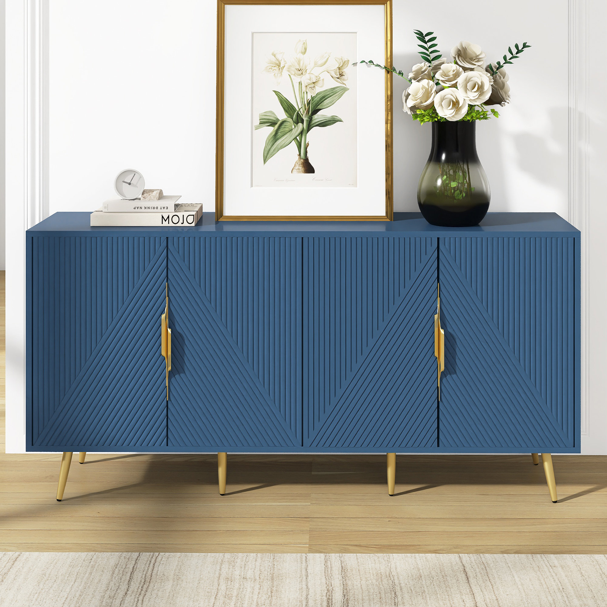 Mercer41 Stylish Sideboard With Wave Geometric Design | Wayfair