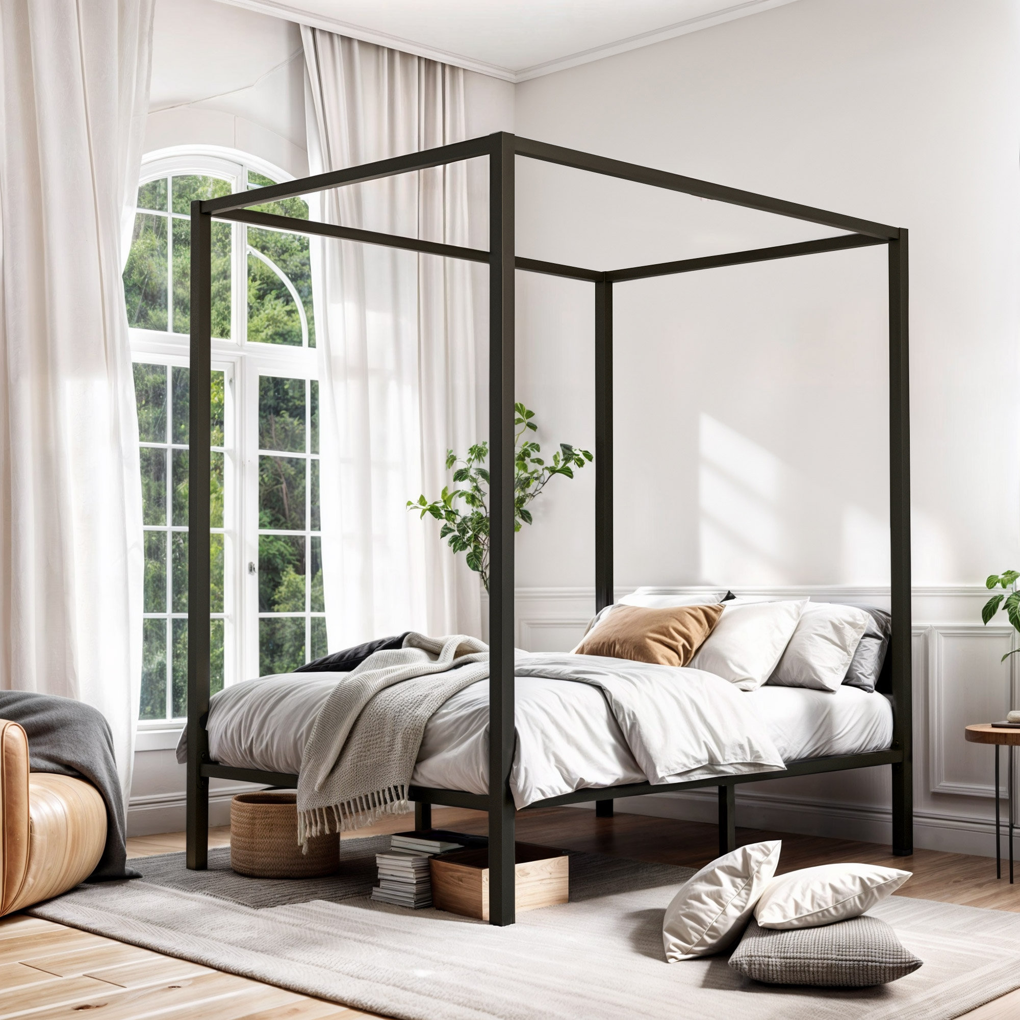 17 Stories Antwon Metal Canopy Bed & Reviews | Wayfair