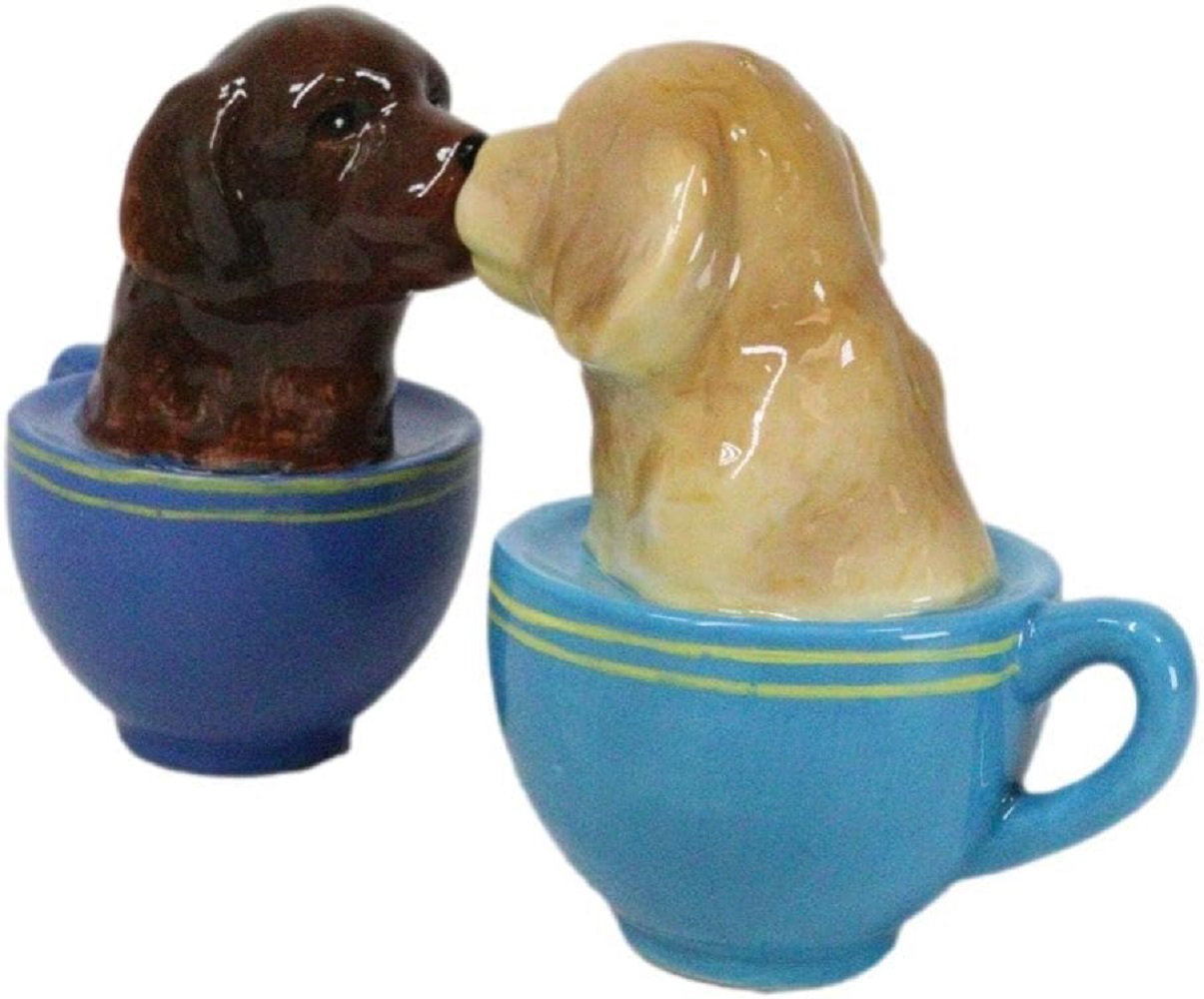 Trinx Ceramic Chocolate And Fawn Teacup Labrador Puppy Dogs Salt Pepper ...