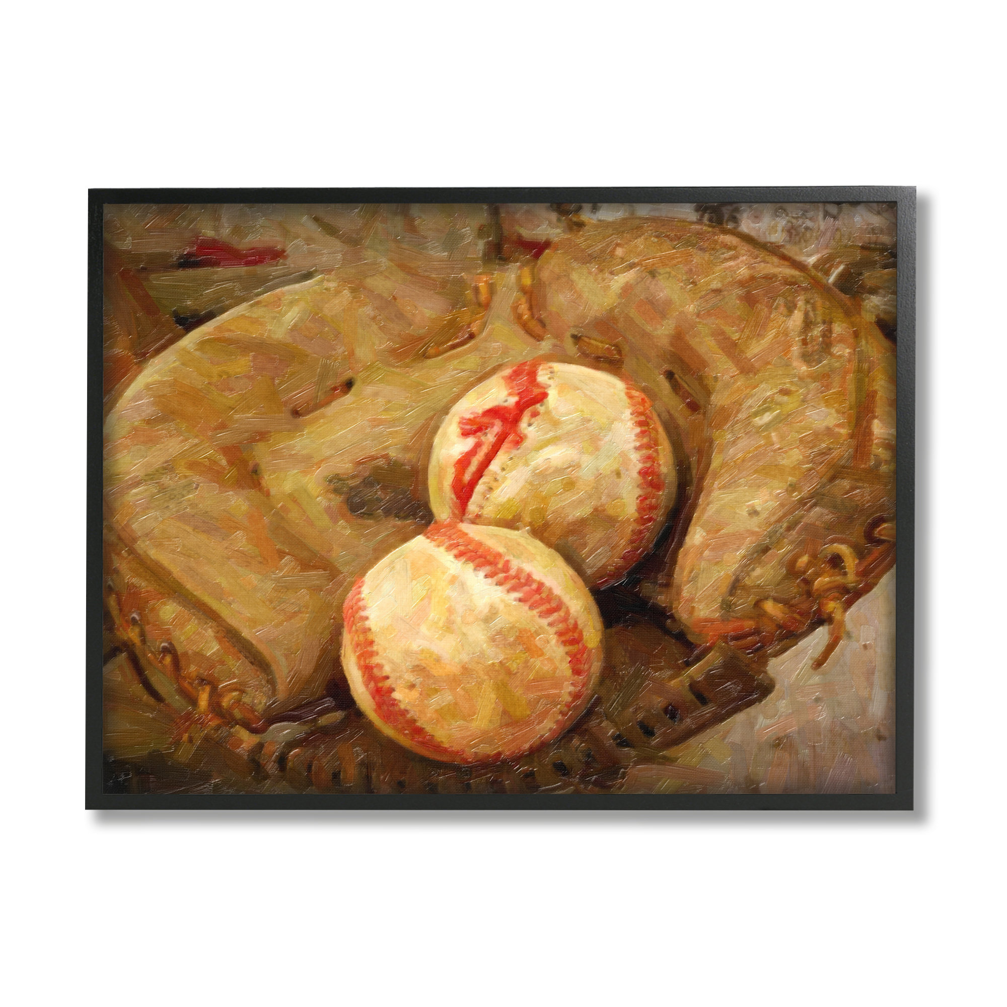 Stupell Industries Detailed Baseball Glove Mitt Holding Sports Balls ...