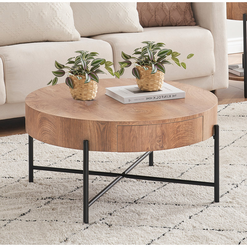 Millwood Pines Living Room Solid Wood Round Coffee Table With Two ...