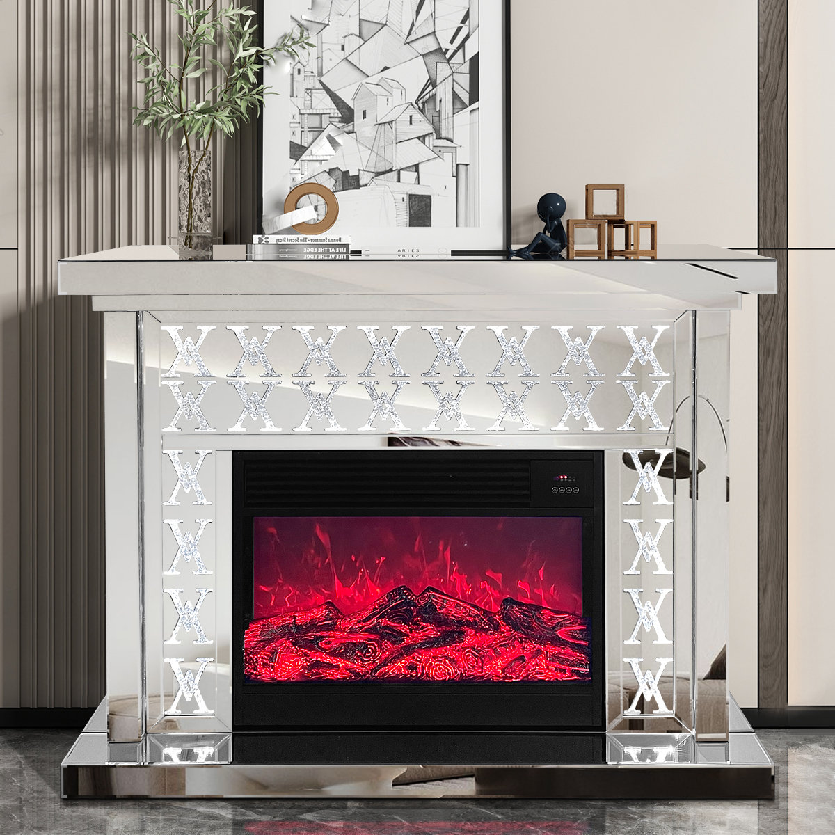 Everly Quinn Trennis 49'' W Electric Fireplace | Wayfair