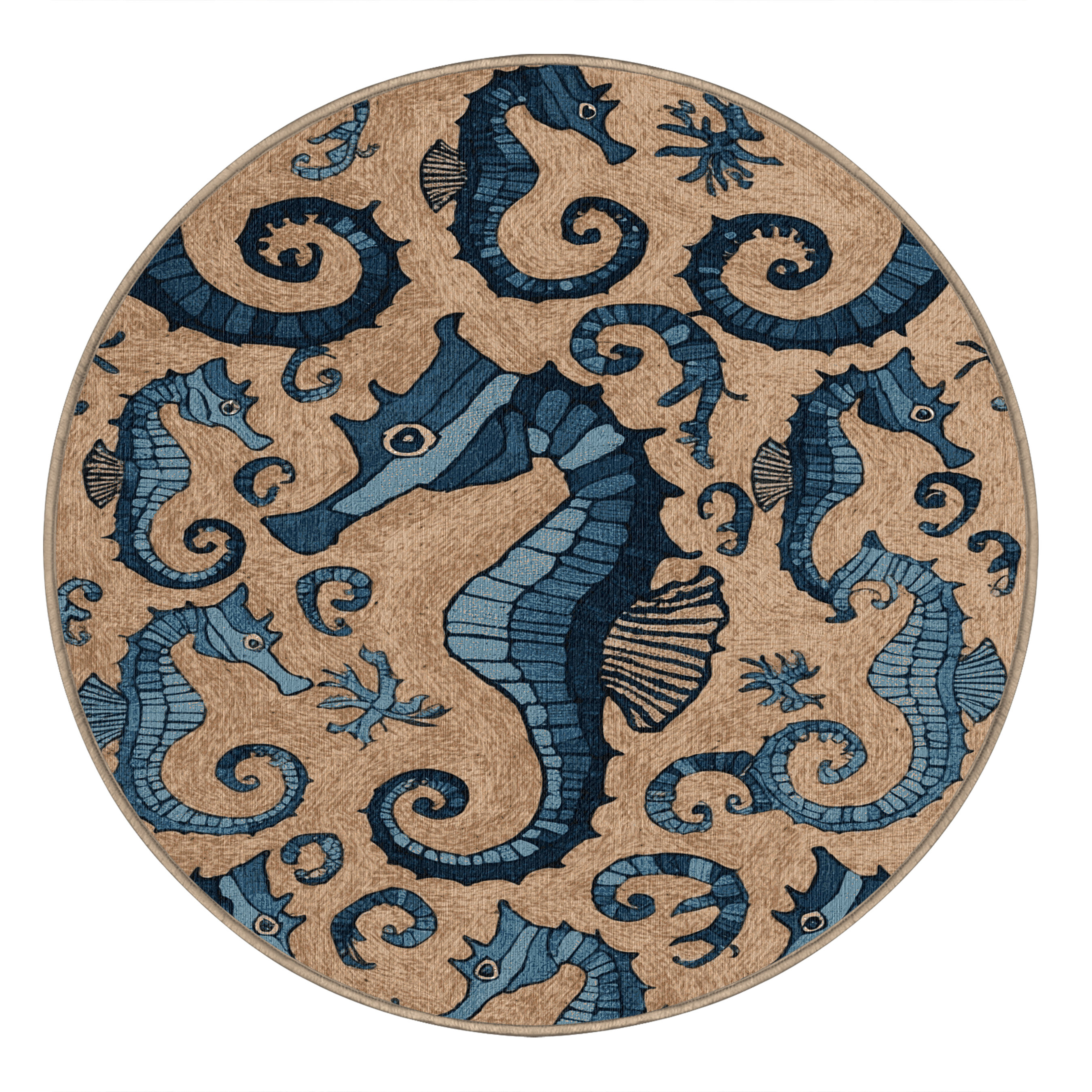 Rosecliff Heights Washable Seahorse Family Coastal Area Rug | Wayfair