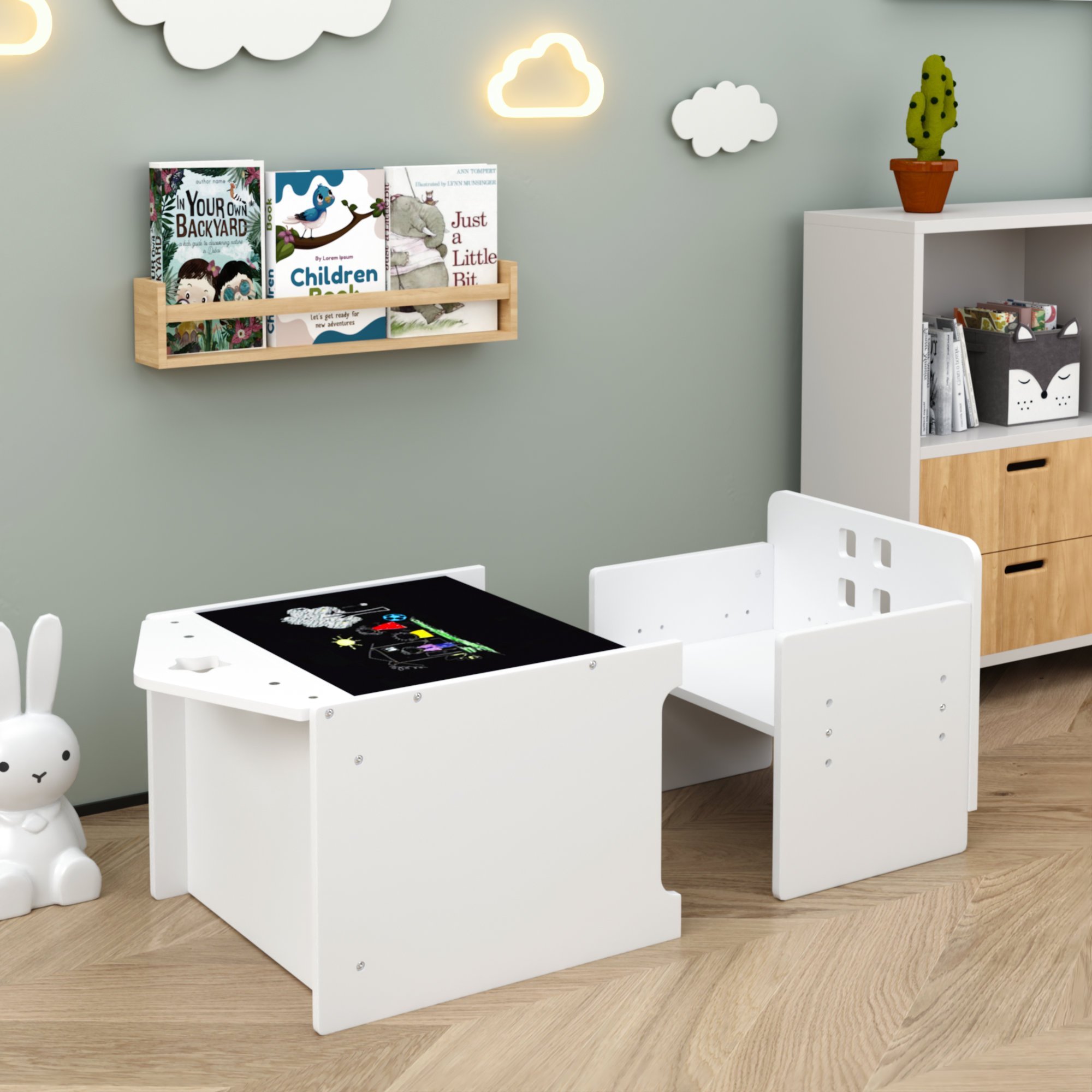 Latitude Run® Kids Montessori Weaning Table and Chair Set, Wooden ...