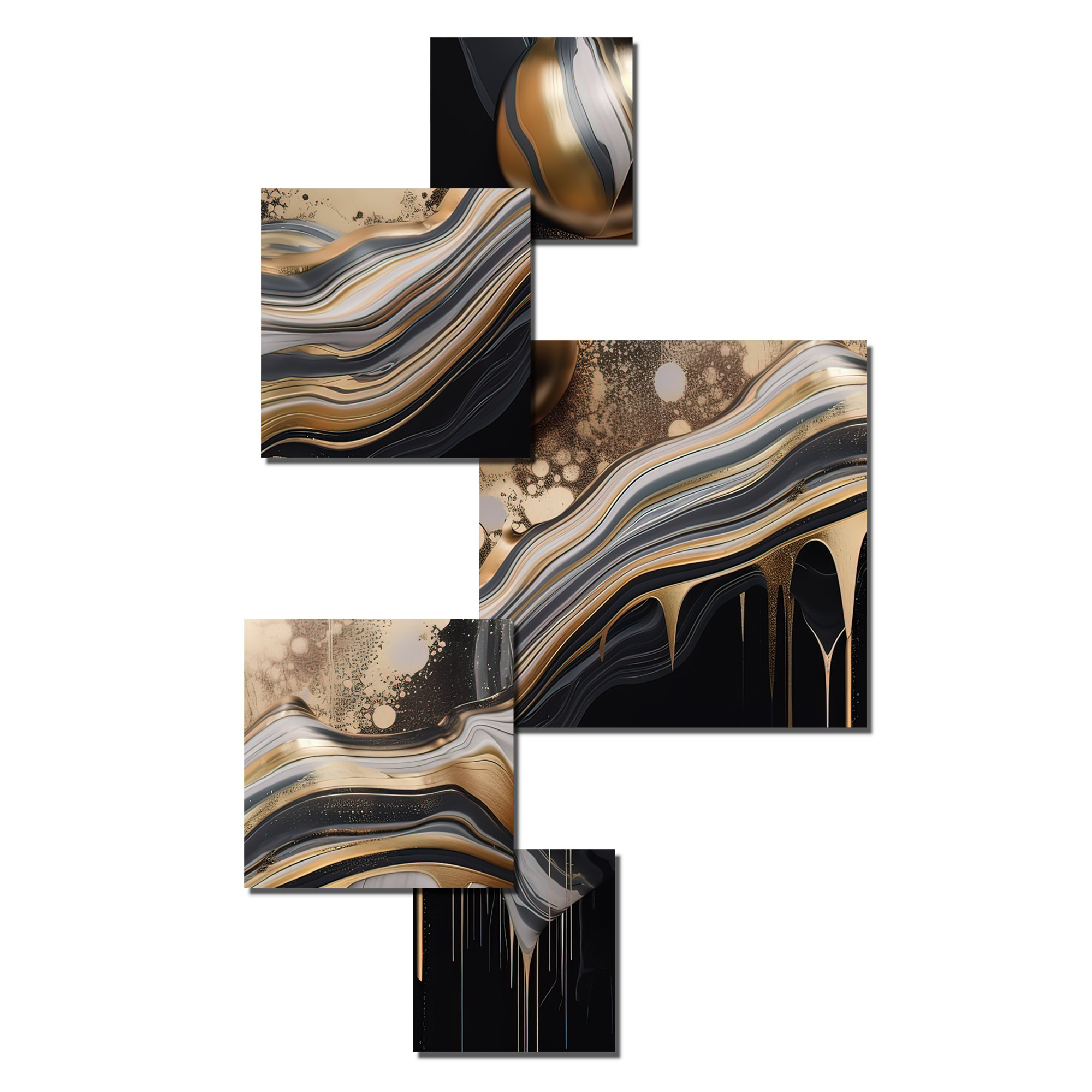 Orren Ellis Back And Gold Mesmerizing Marble - Abstract Marble Metal ...