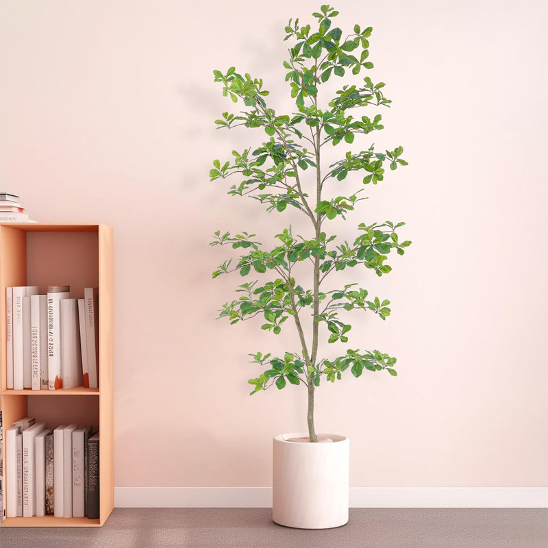Primrue Faux Black Olive Tree 7Ft, Tall Faux Trees Indoor With Natural ...