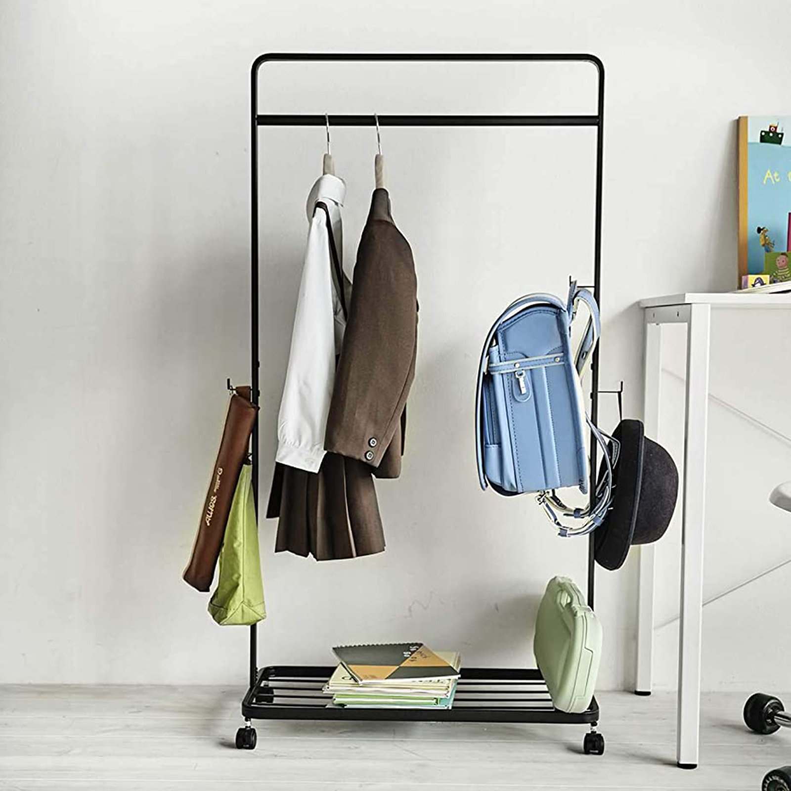 Yamazaki Home Kids Clothes Rack, Steel, Wheels | Wayfair