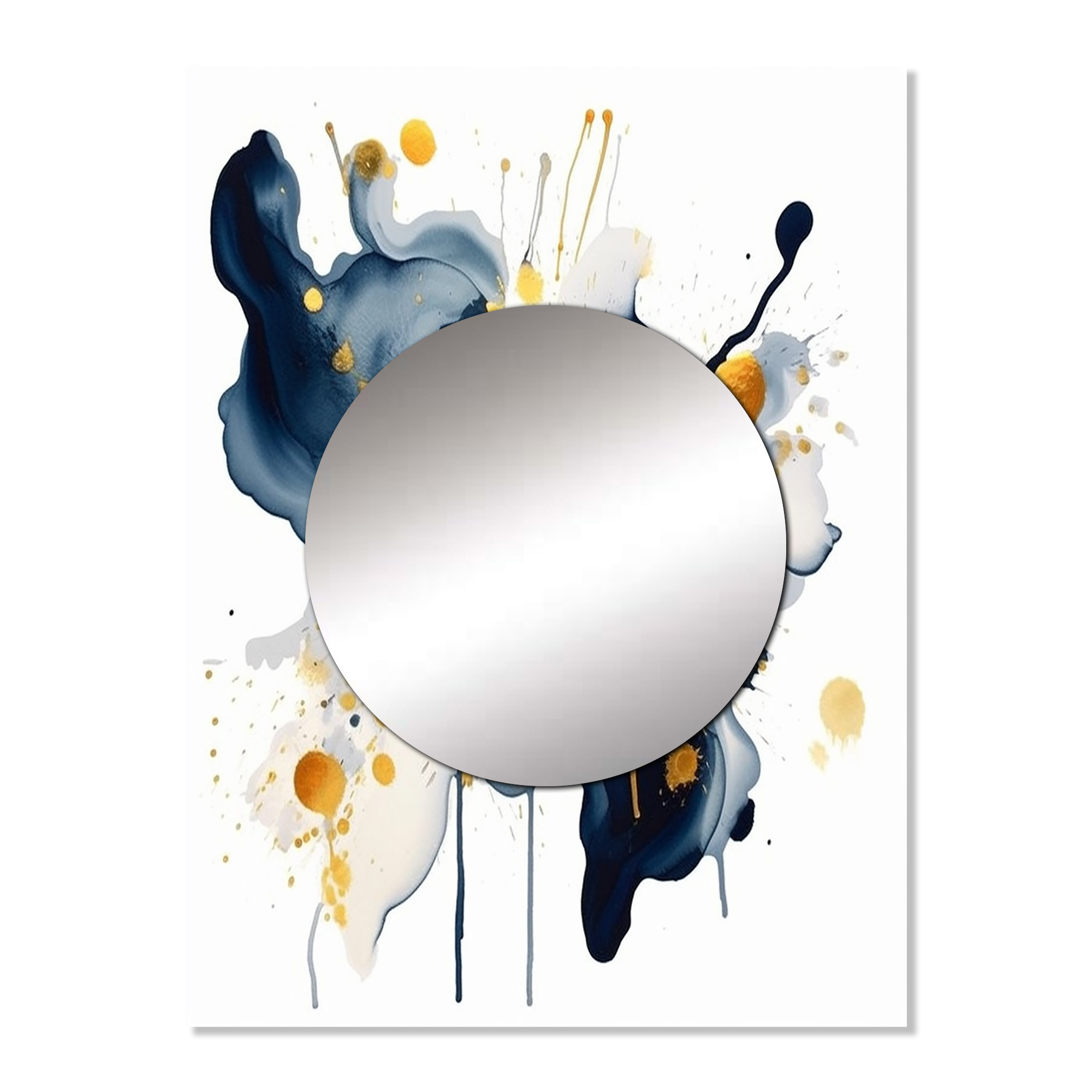 East Urban Home Dark Blue And Gold Strokes XXII - Fractals Mirror Wall ...