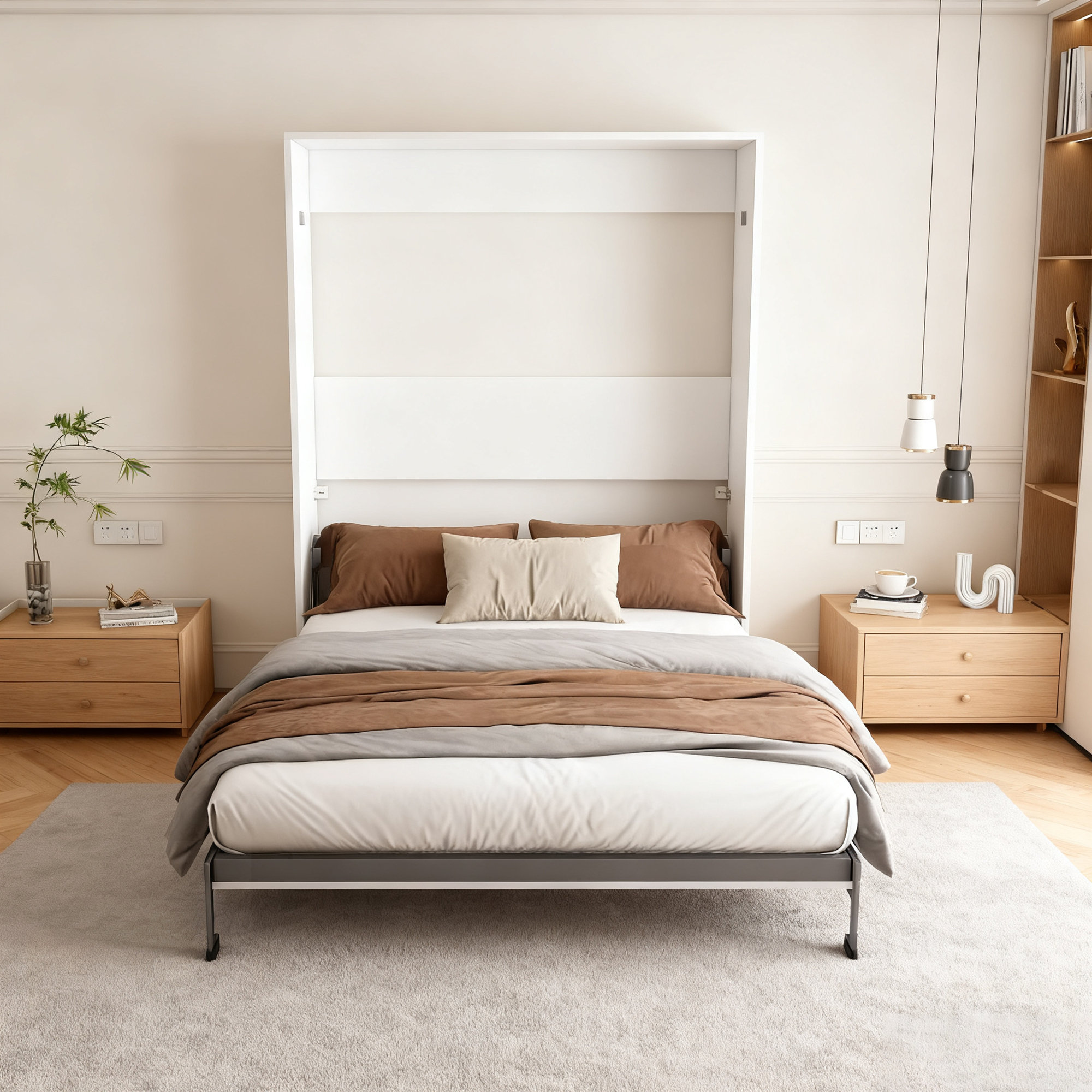 Latitude Run® Murphy Bed, Foldable Wall Bed With Metal Frame, Solid ...