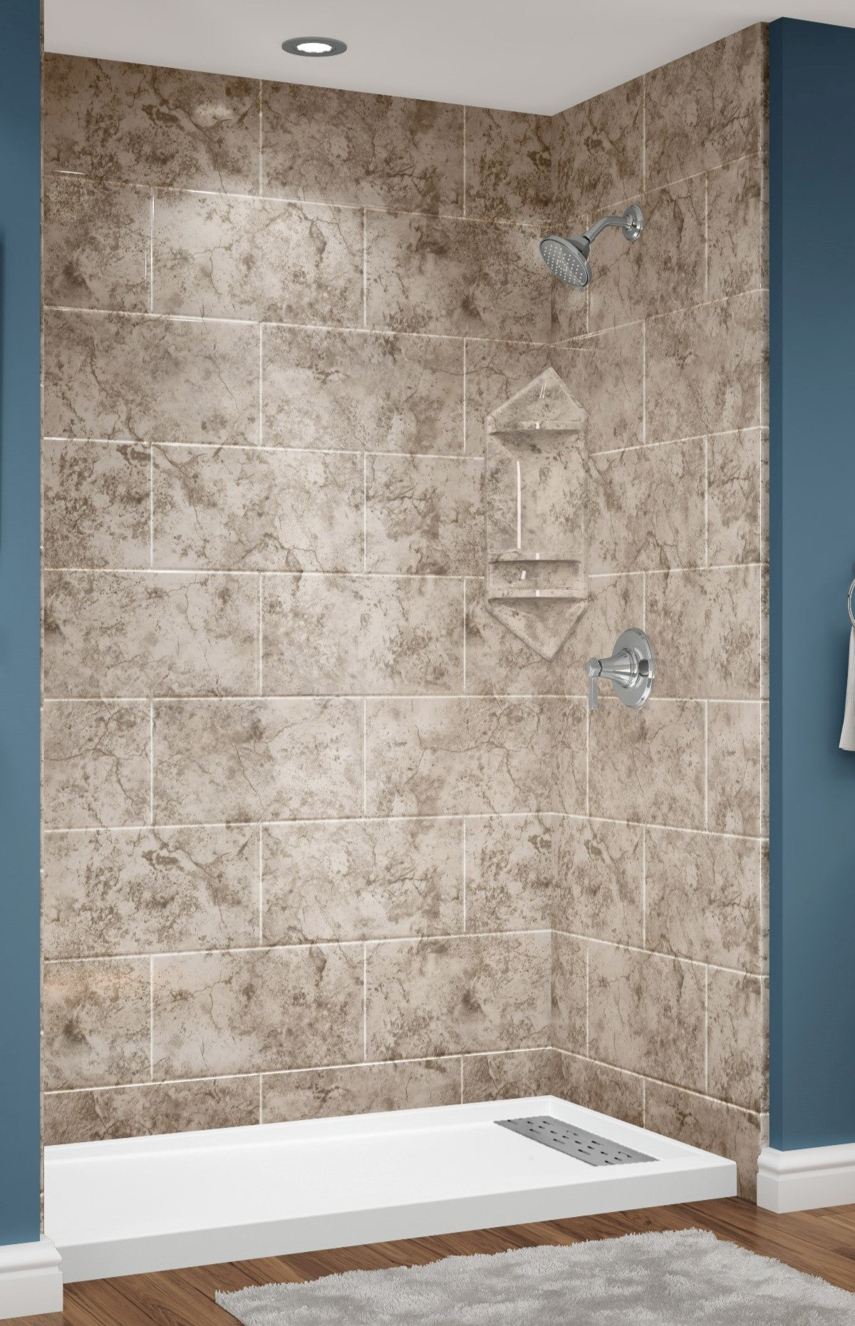 Avora Bath 11x20 Tile RidgeStone Acrylic Alcove Shower System | Wayfair