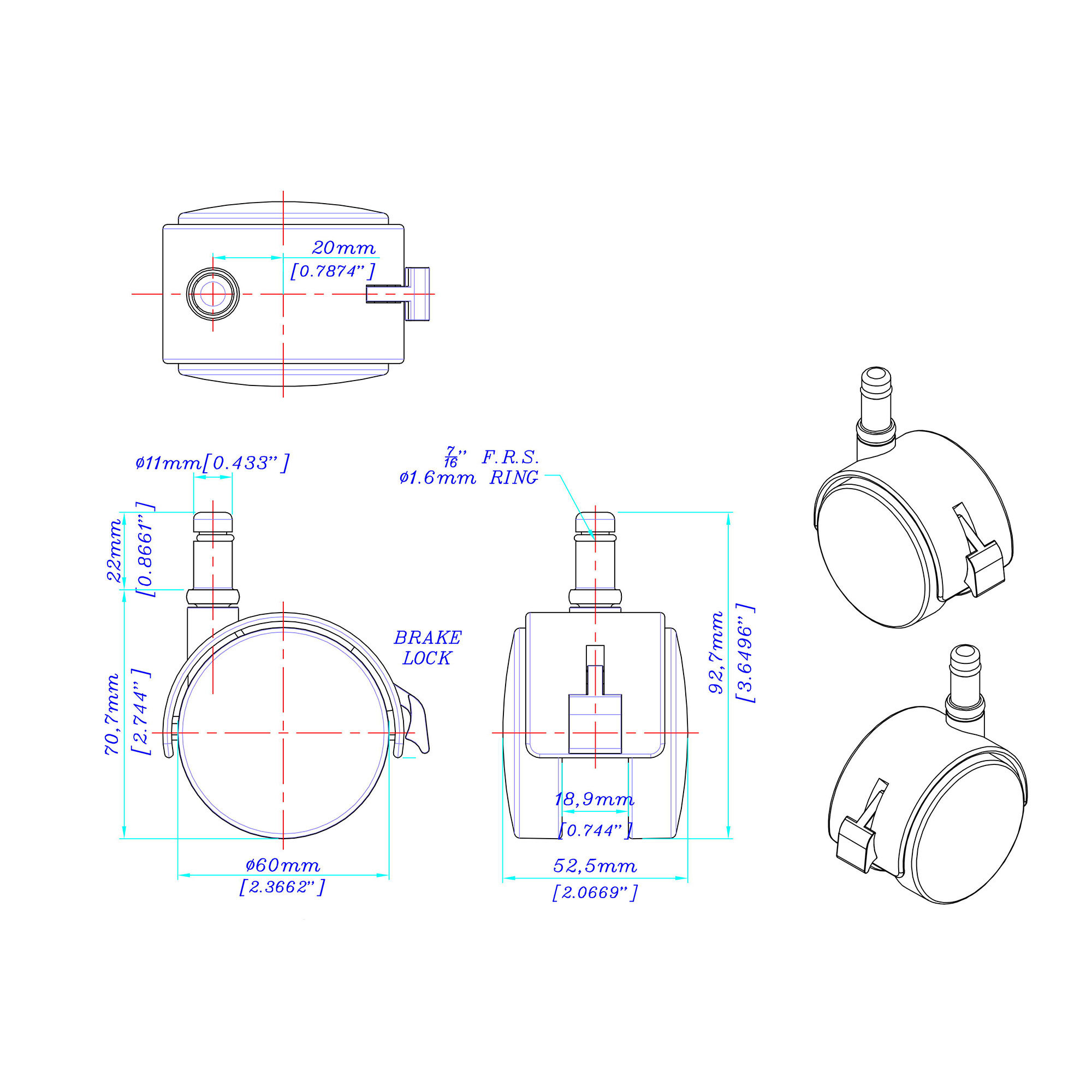 Outwater 2-3/8" Wheel Diameter | Black Nylon Swivel Hooded Hercules ...