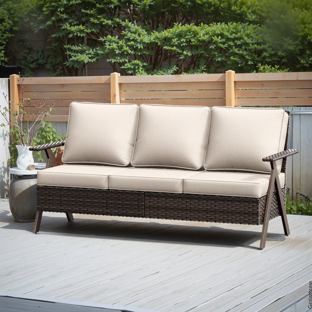 George Oliver R-Shaped Rattan Armrest Sofa | Wayfair