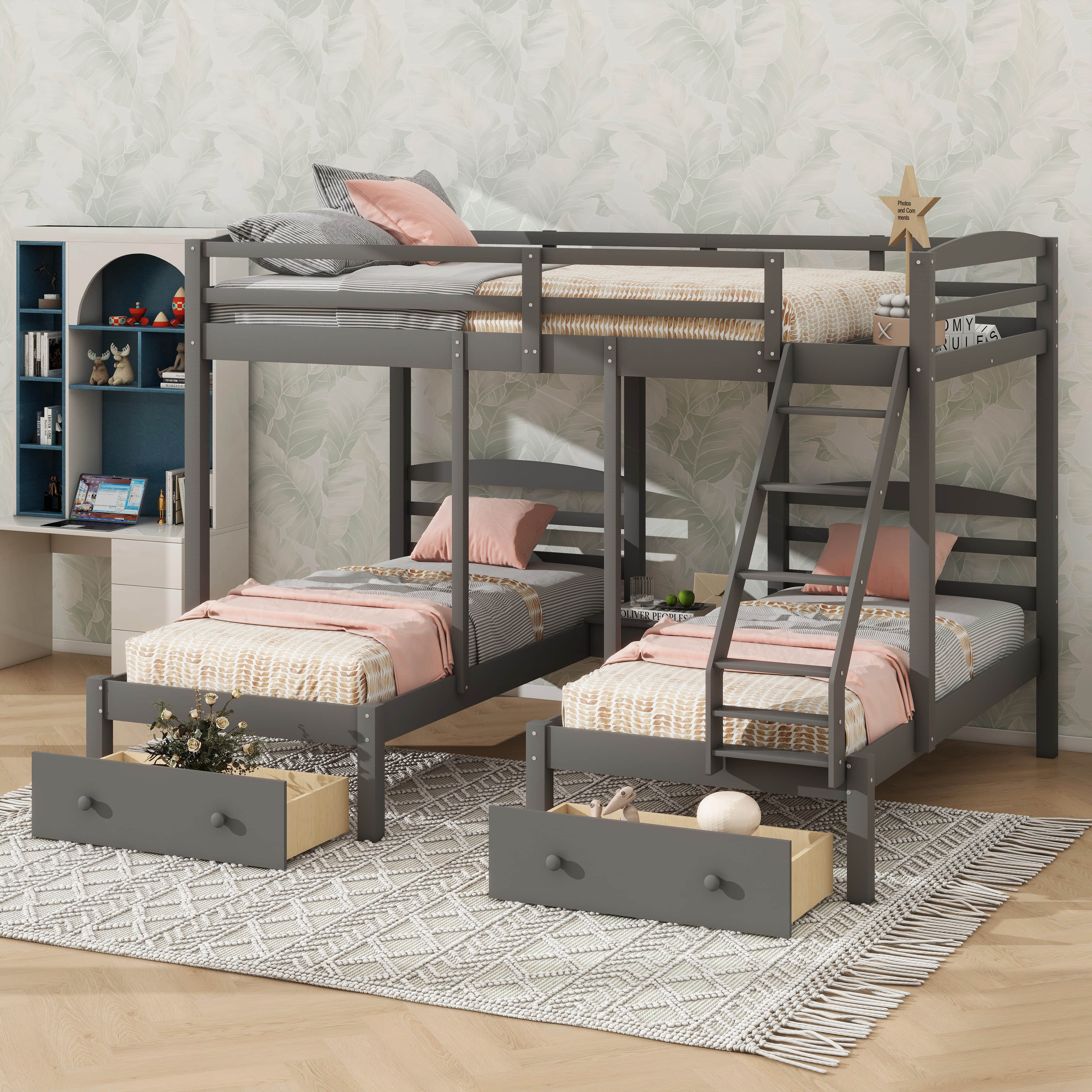Harriet Bee Full Over Two Twin Bunk Bed Configuration | Wayfair