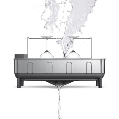 simplehuman Kitchen Dish Drying Rack with Swivel Spout, Fingerprint ...