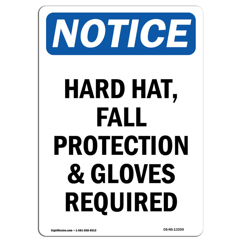 SignMission Hard Hat Fall Protection and Gloves Sign | Wayfair