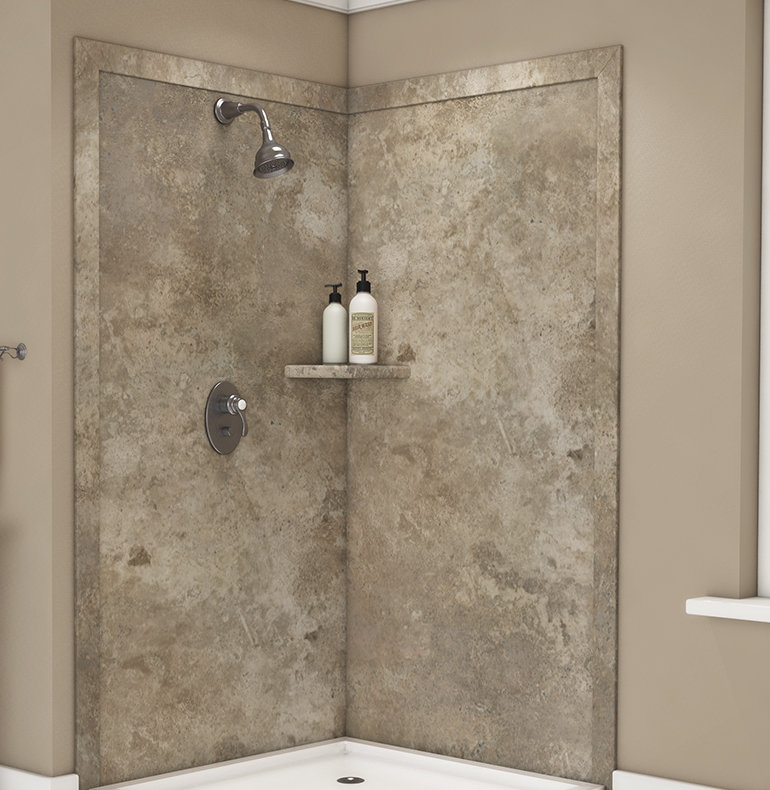 FlexStone Splendor 40"W x 40"D x 80"H Corner Shower Surround & Reviews ...