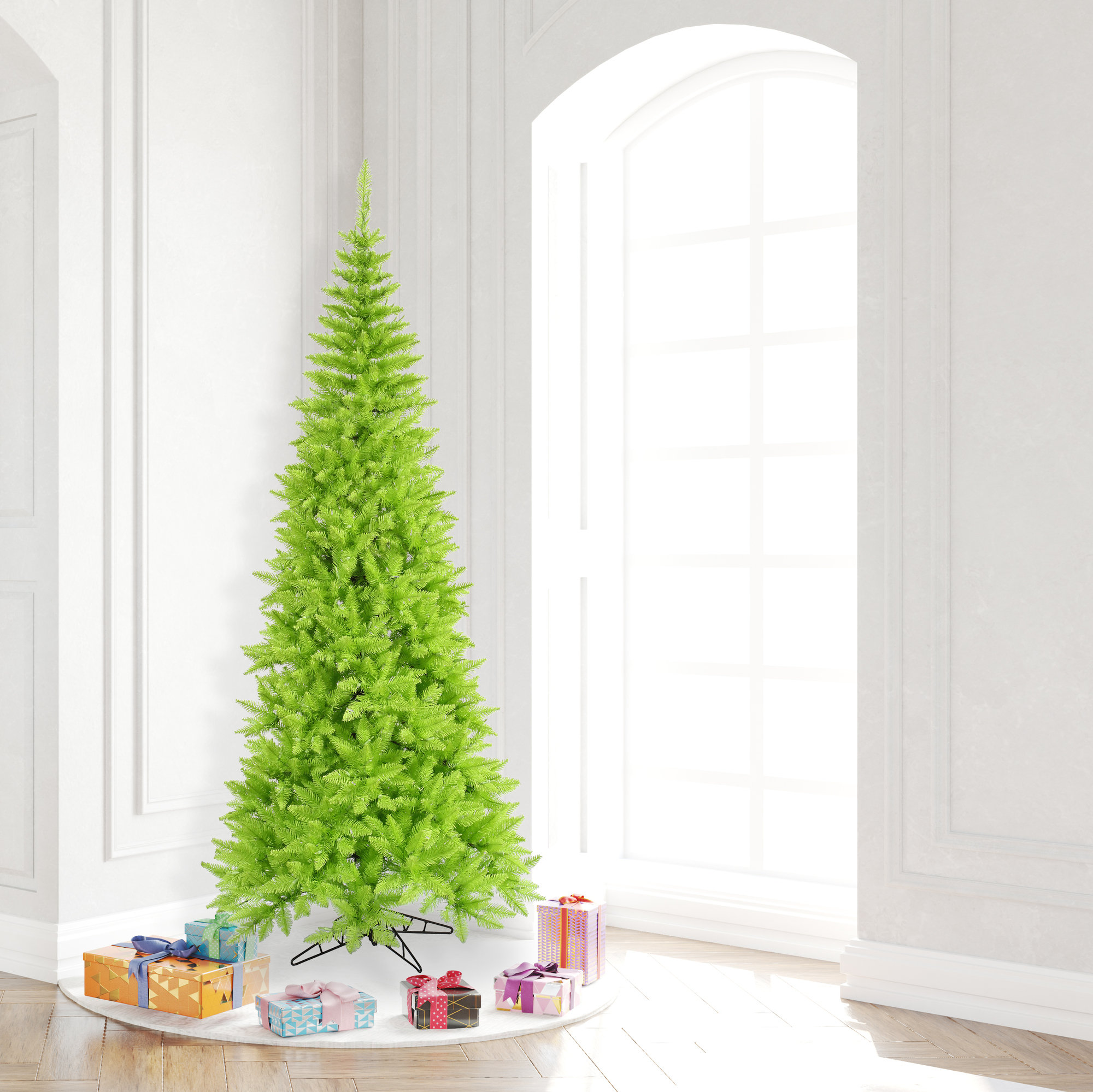Millwood Pines Lime Fir Artificial Slender Christmas Tree with Stand ...