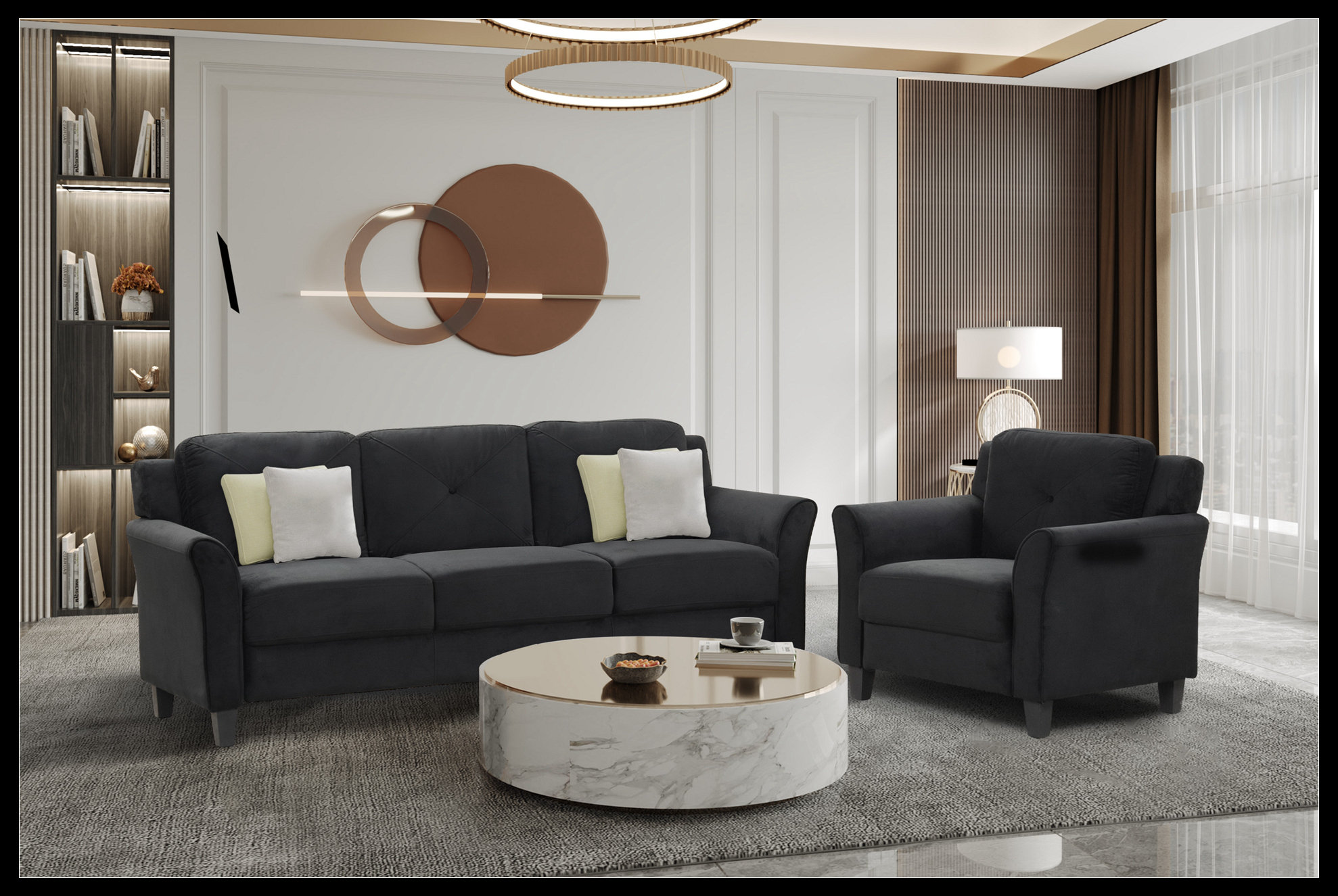 Winston Porter Living Room Three Piece Sofa Set, Living Room Set ...