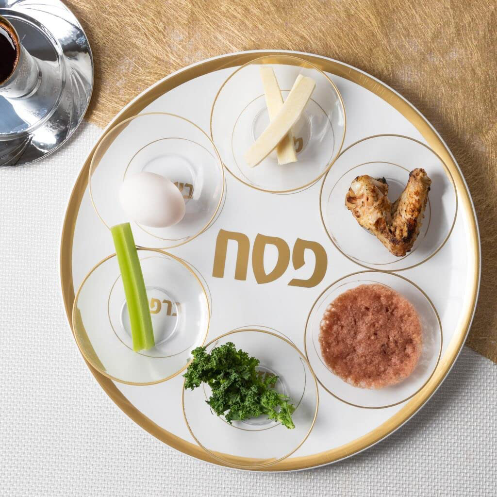 Ecoquality 14 Inch Round White And Gold Pesach Seder Plastic Plates ...