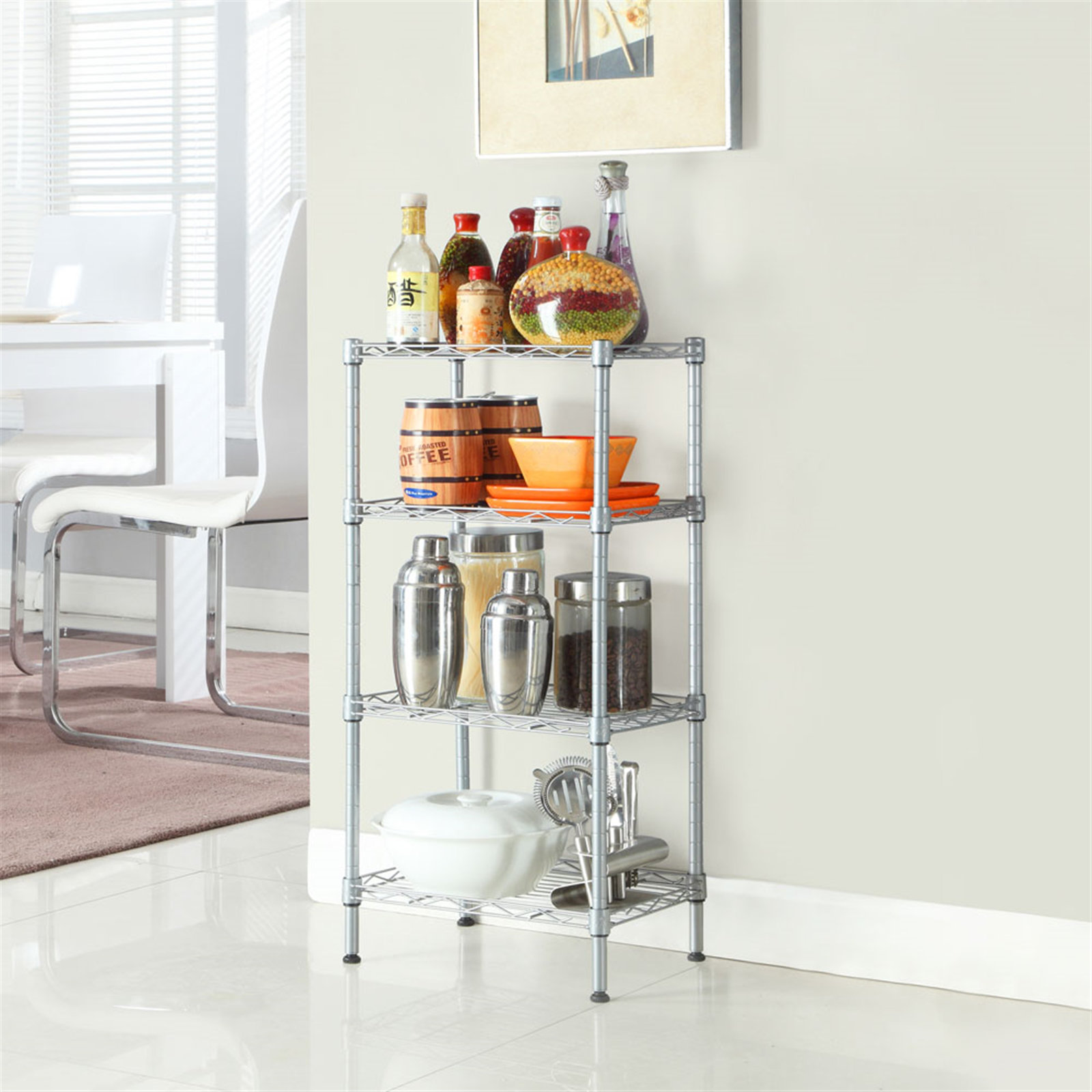 Ebern Designs Rectangle Carbon Steel Metal Assembly 4-Shelf Storage ...
