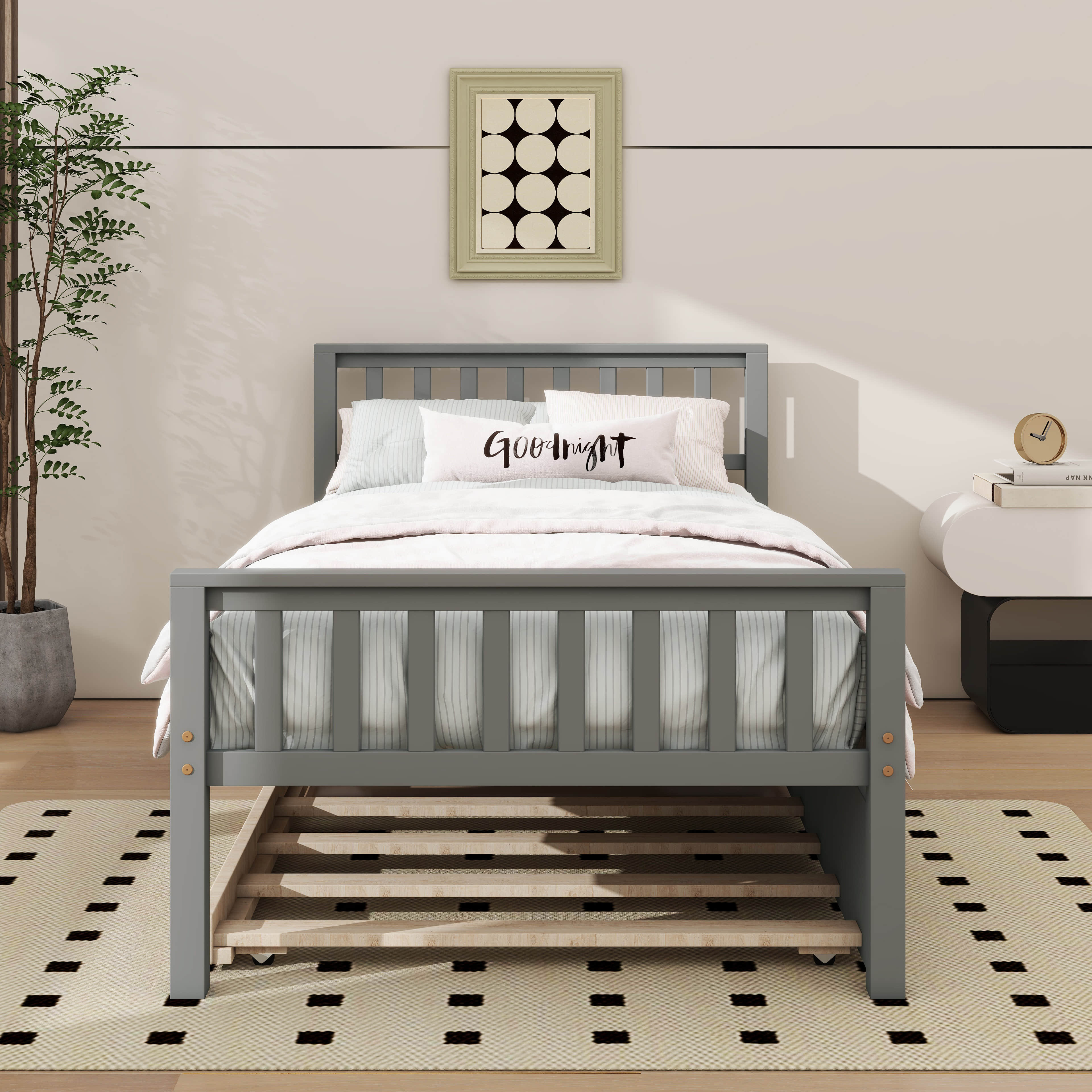 Ophelia & Co. Sturdy Wooden Twin-Size Platform Bed Frame Featuring An ...