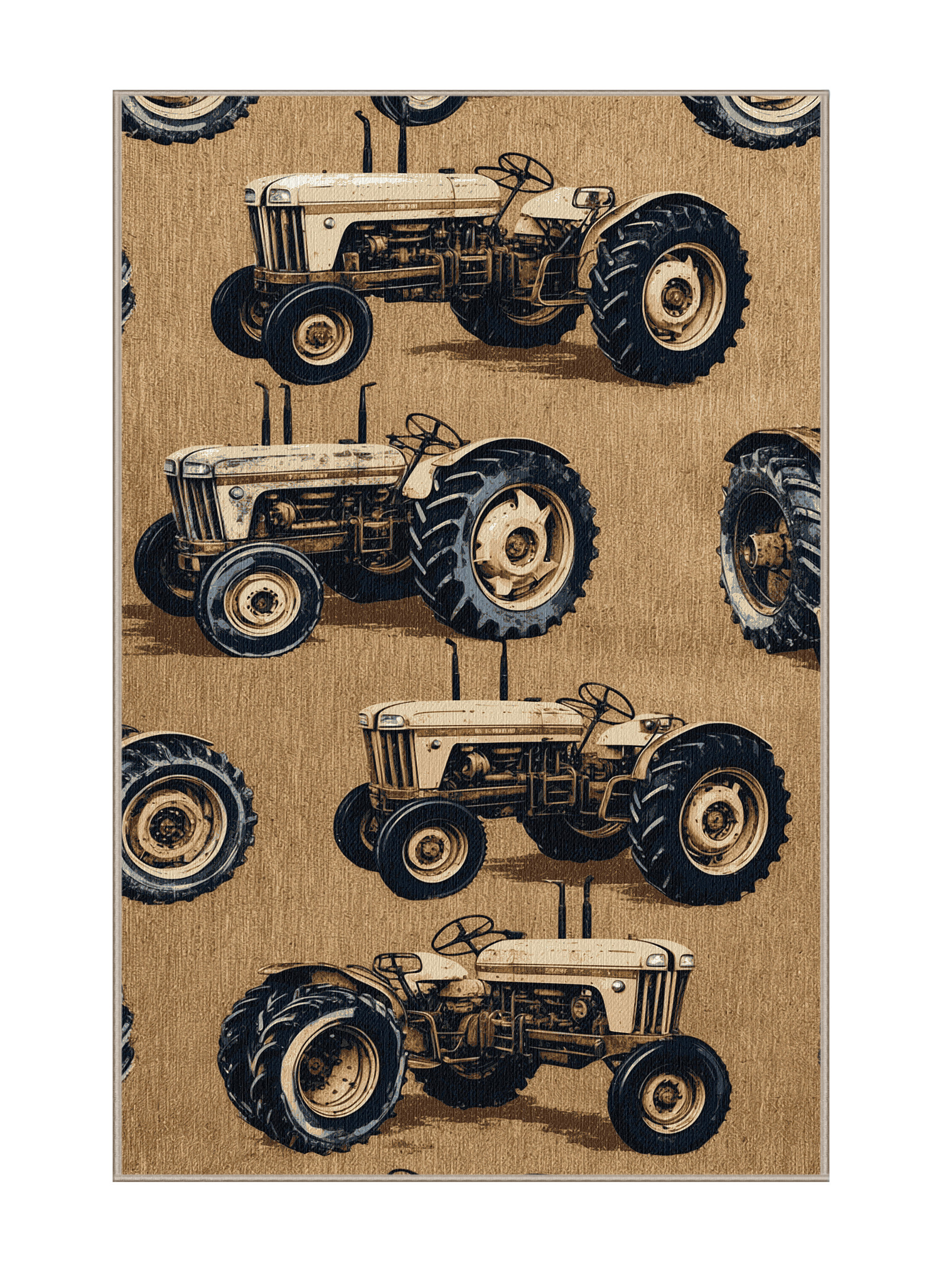 One Allium Way® Washable Vintage Tractors Farm Area Rug | Wayfair