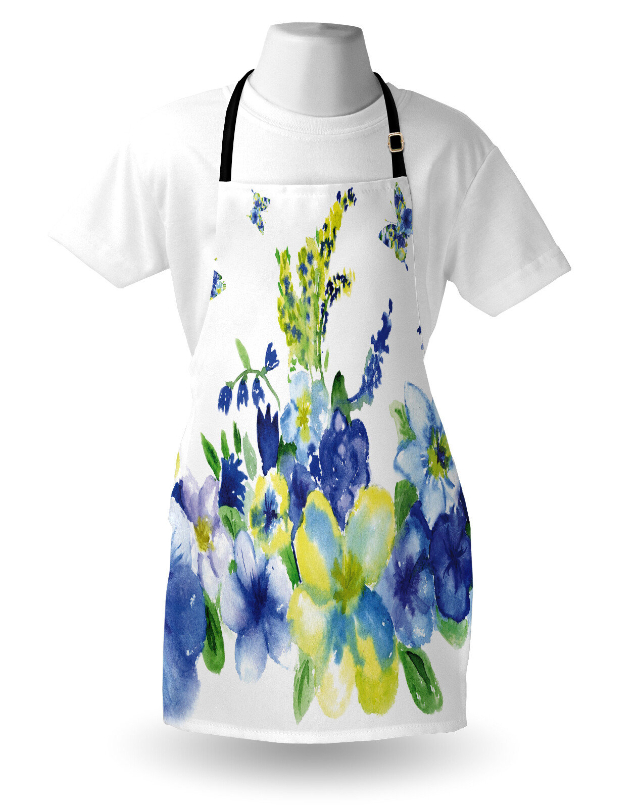 East Urban Home Yellow and Blue Apron Unisex, Spring Blooms, Adult Size ...