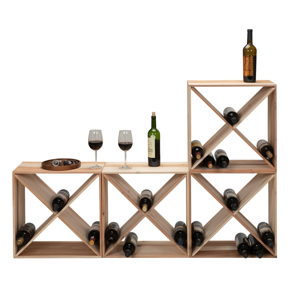 Hokku Designs 24 Bottle Modular Wine Rack, Stackable Wine Storage Cube ...