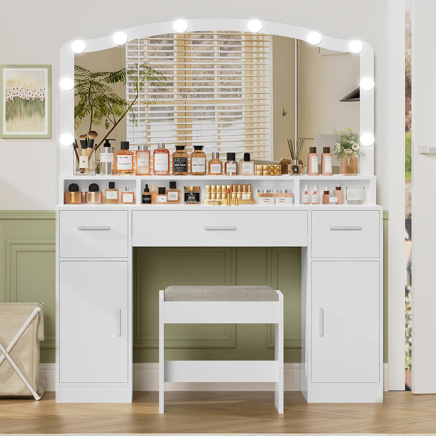 Winston Porter Makeup Vanity with Lights, Vanity Desk, Makeup Vanity ...